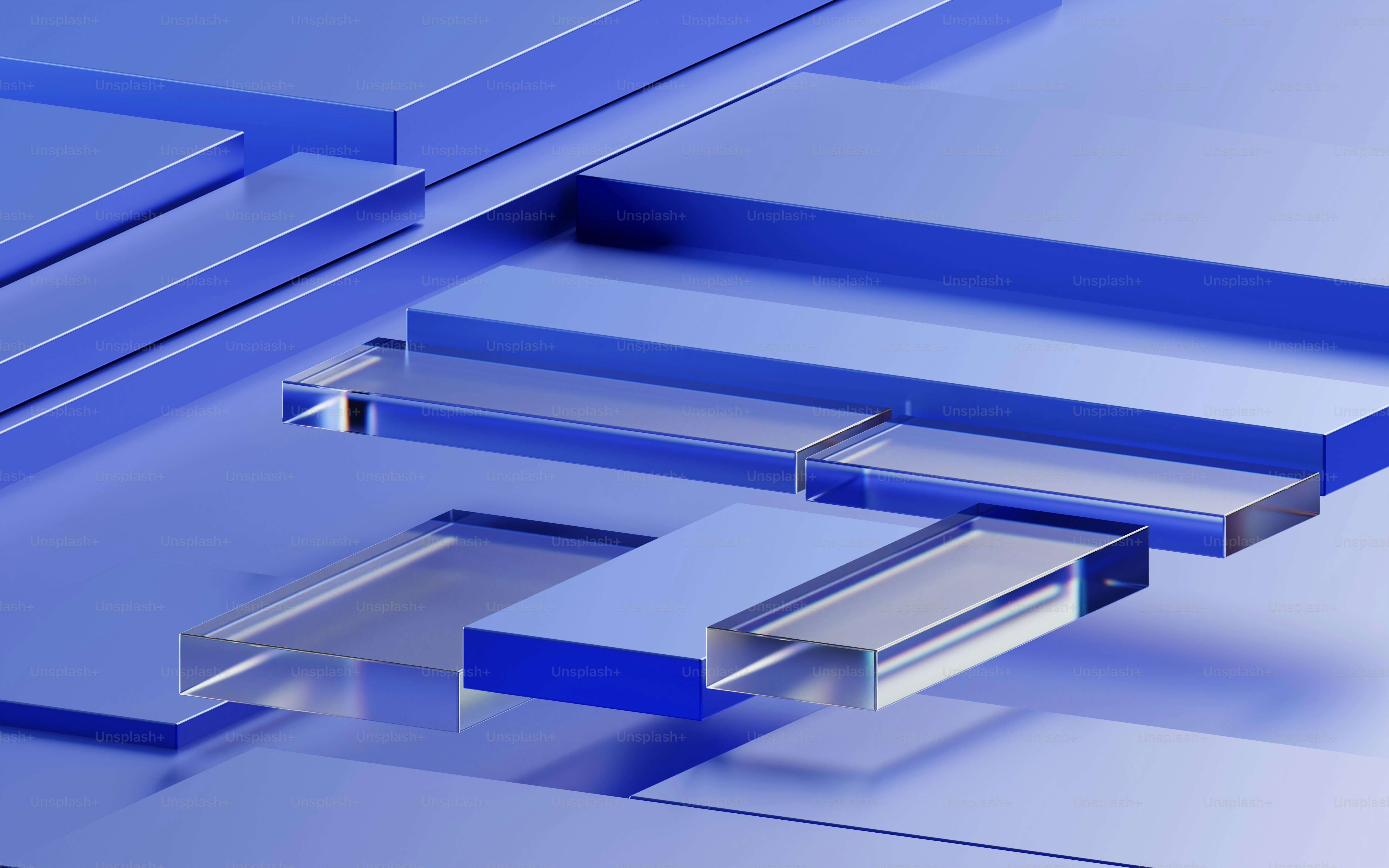 A blue abstract background with a variety of rectangular and rectangle ...