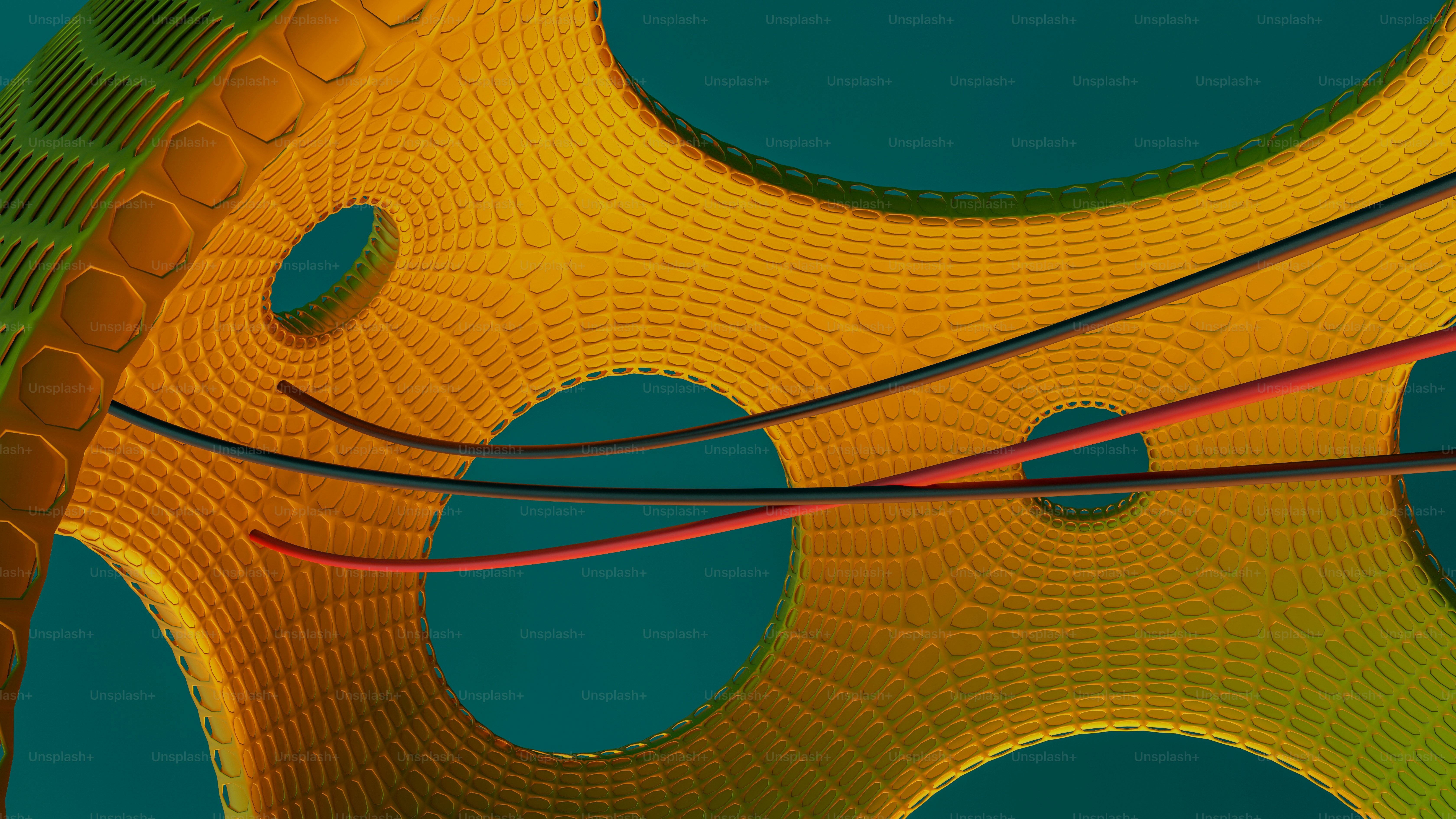 A close up of a yellow and green object photo – 3d render Image on Unsplash