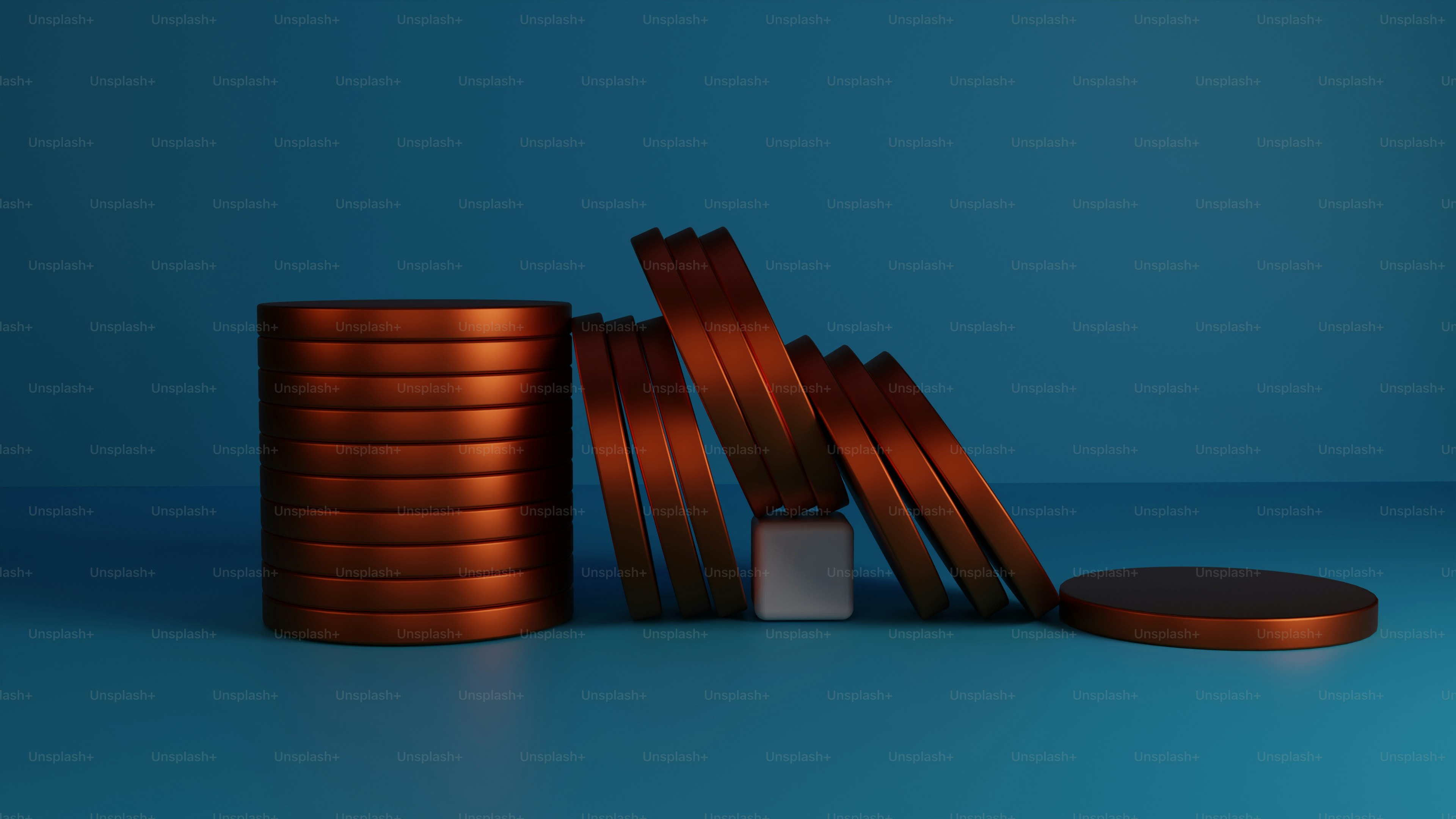 A stack of metal discs sitting next to each other photo – Wallpaper ...