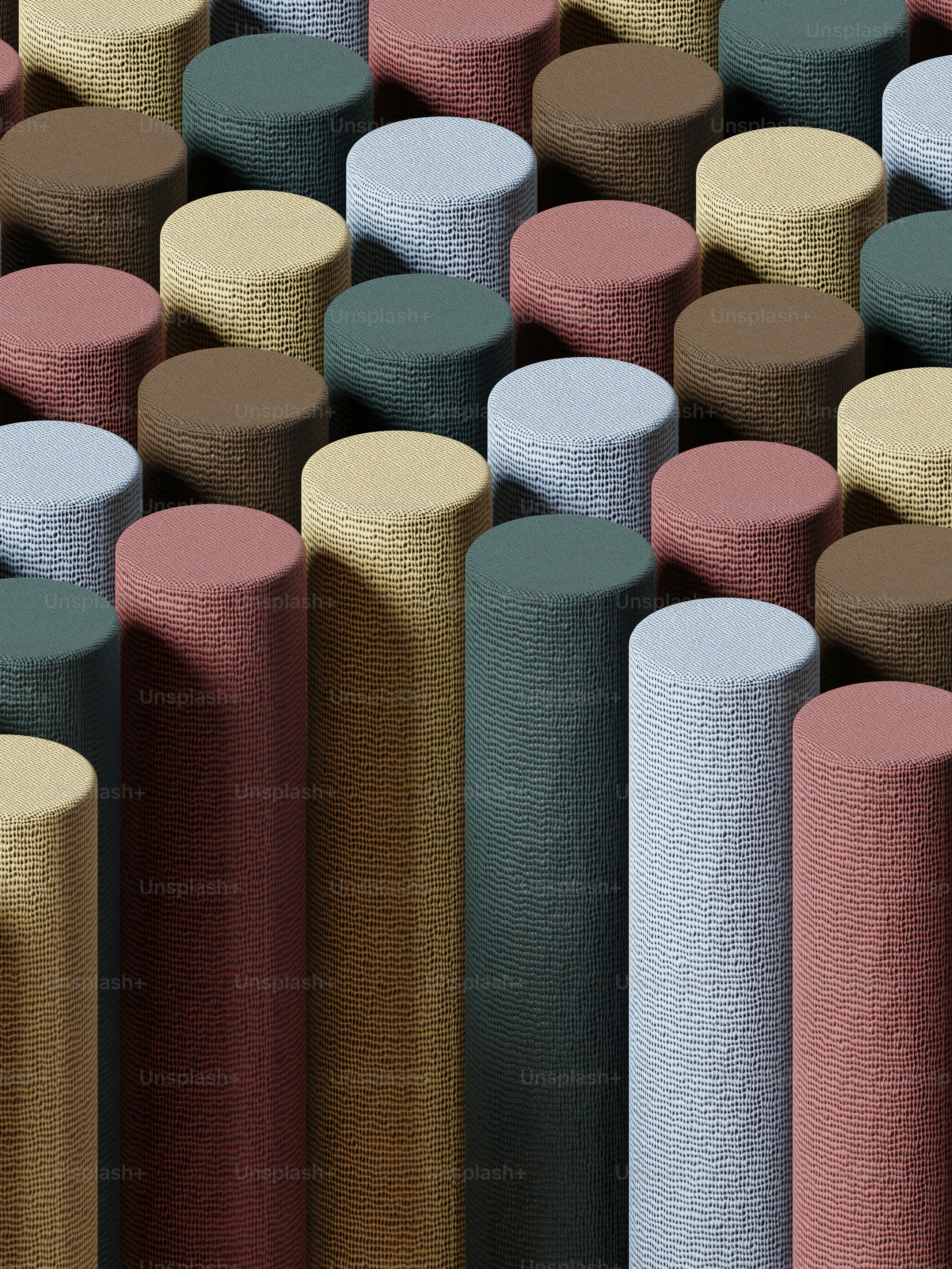 A group of different colored stools sitting next to each other photo ...