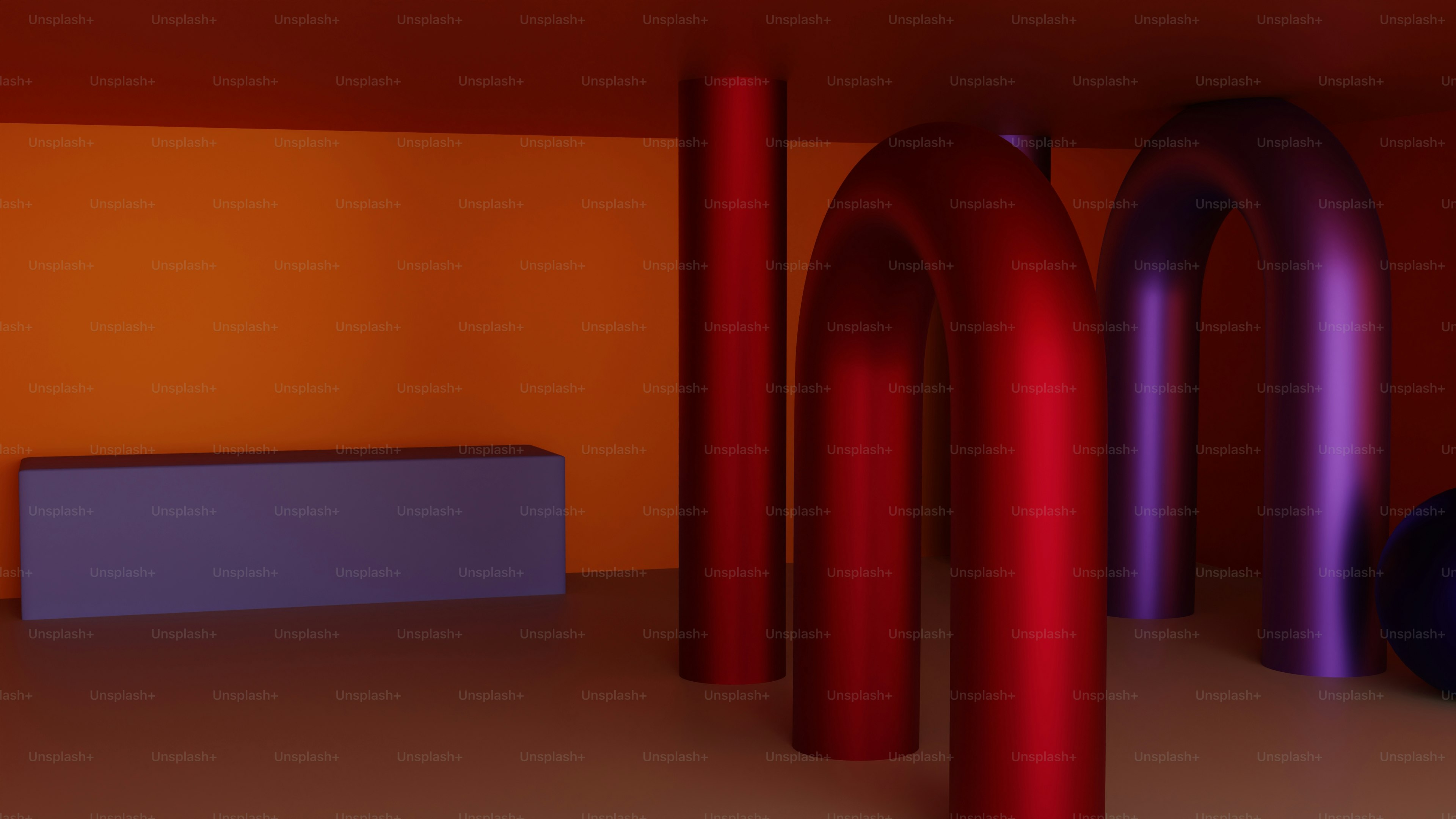 A room that has a bunch of different colored objects in it photo – 3d ...