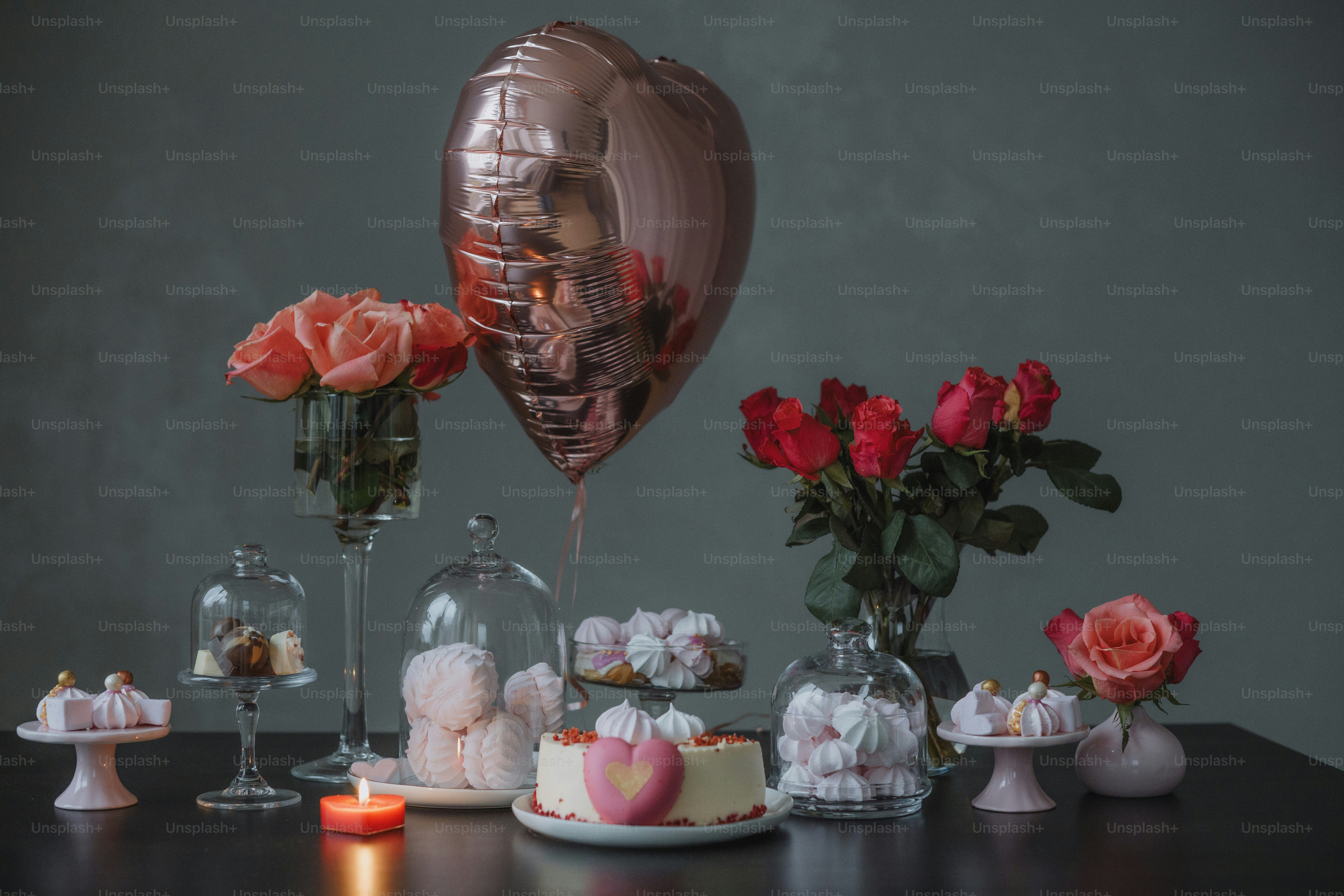 A table topped with lots of desserts and balloons photo – Balloon Image ...