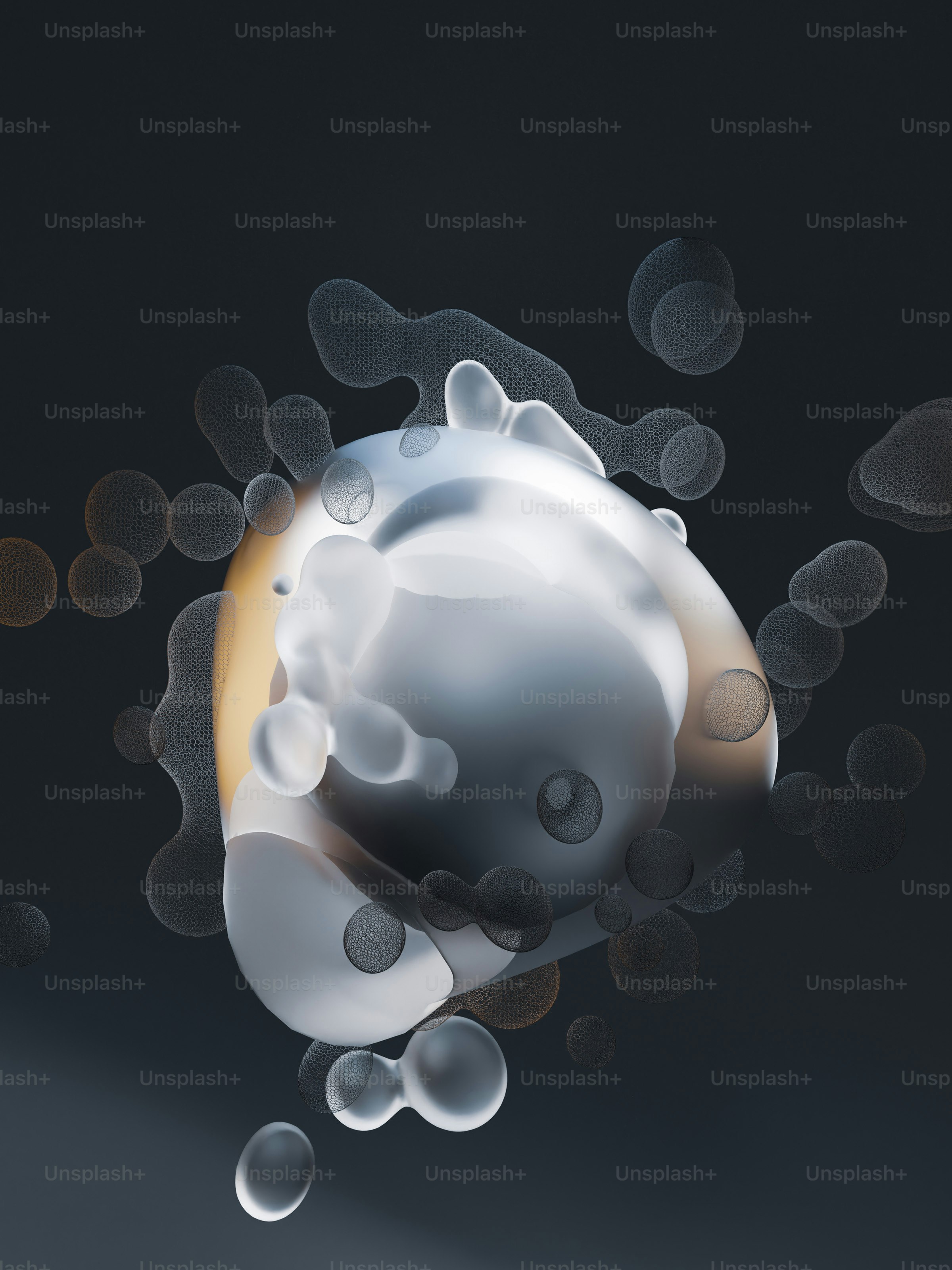 A white object floating in the air on a black background photo – 3d ...