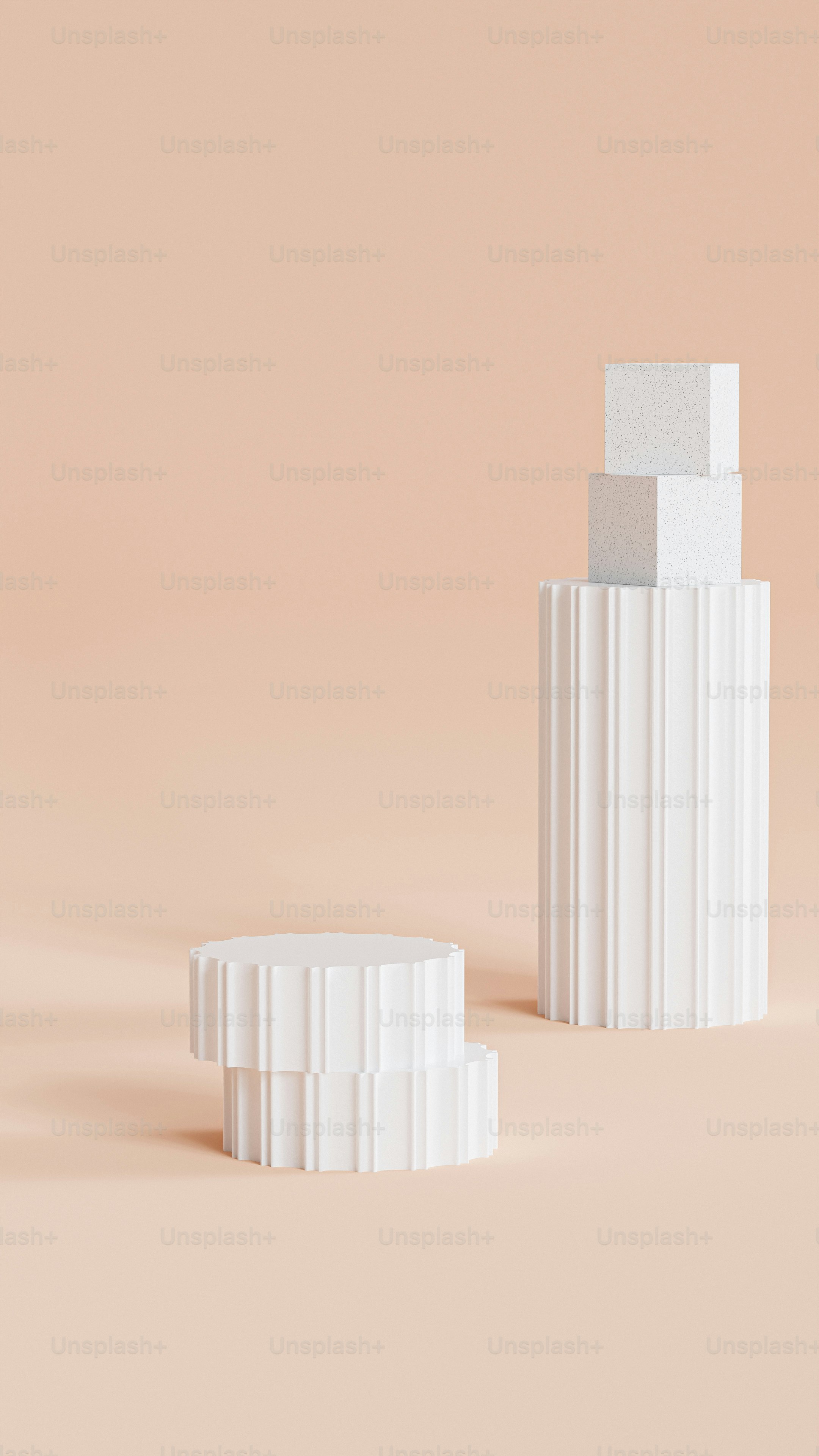 A couple of white objects sitting on top of a table photo – Render ...