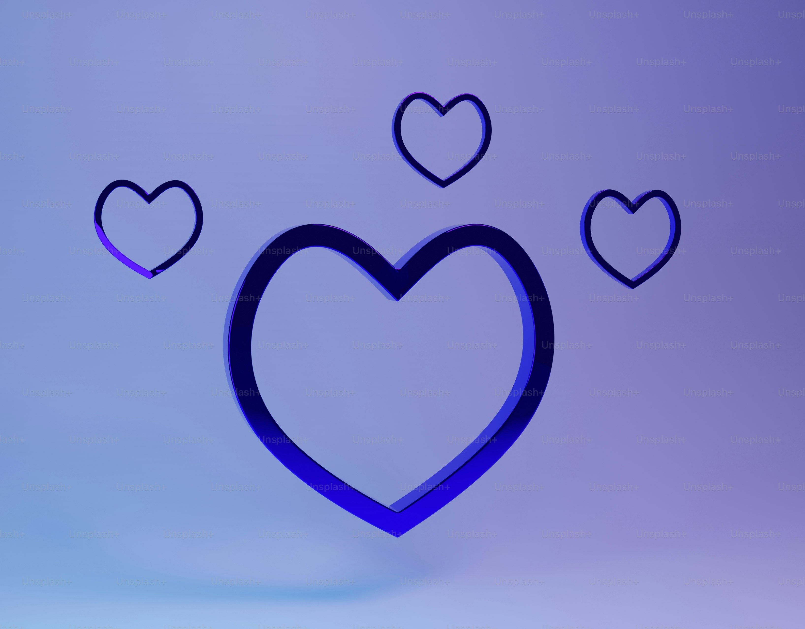 Un corazón azul rodeado de corazones más pequeños foto – Imagen de ...