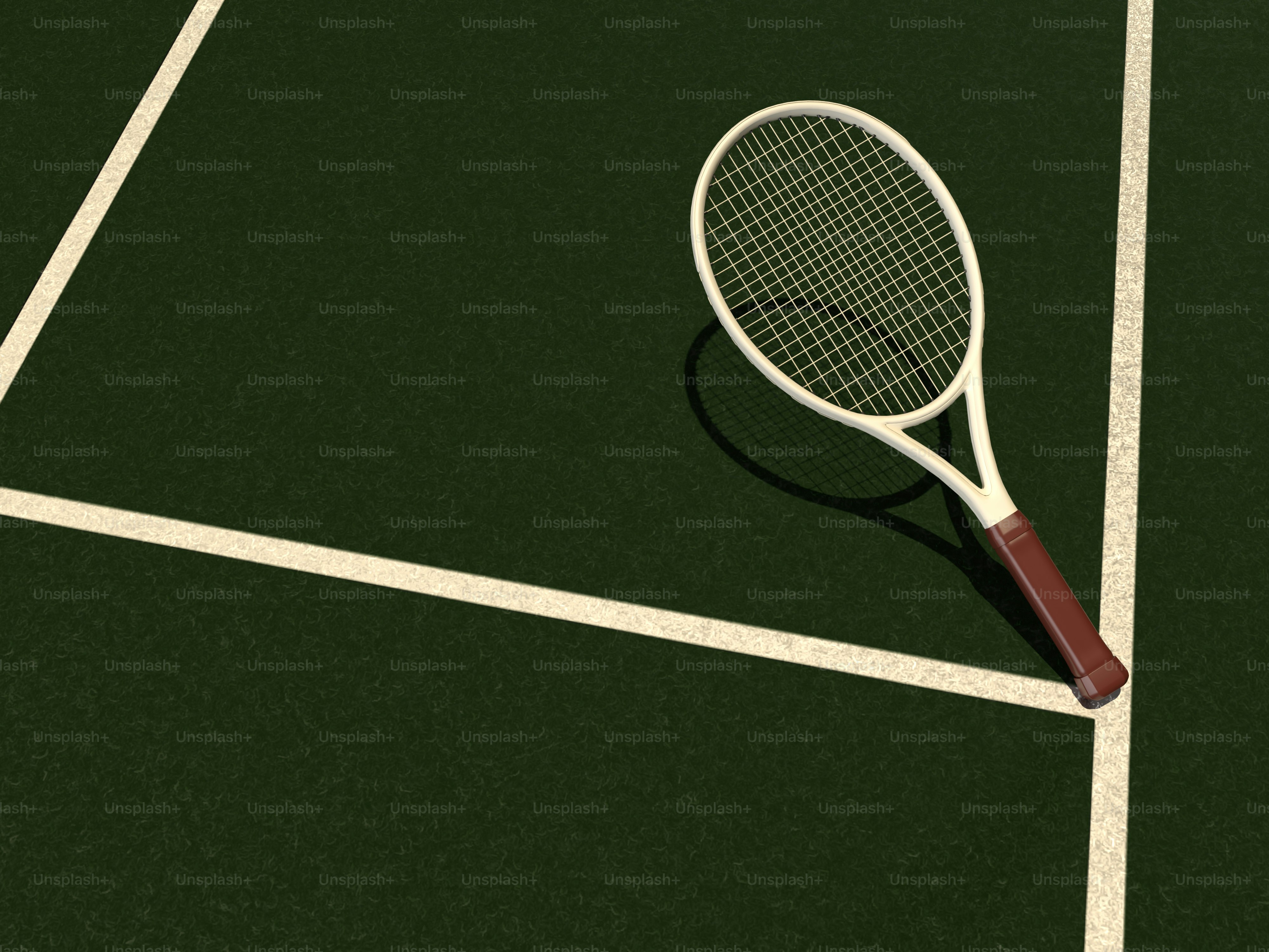 A tennis racquet laying on a tennis court photo – Digital image Image ...