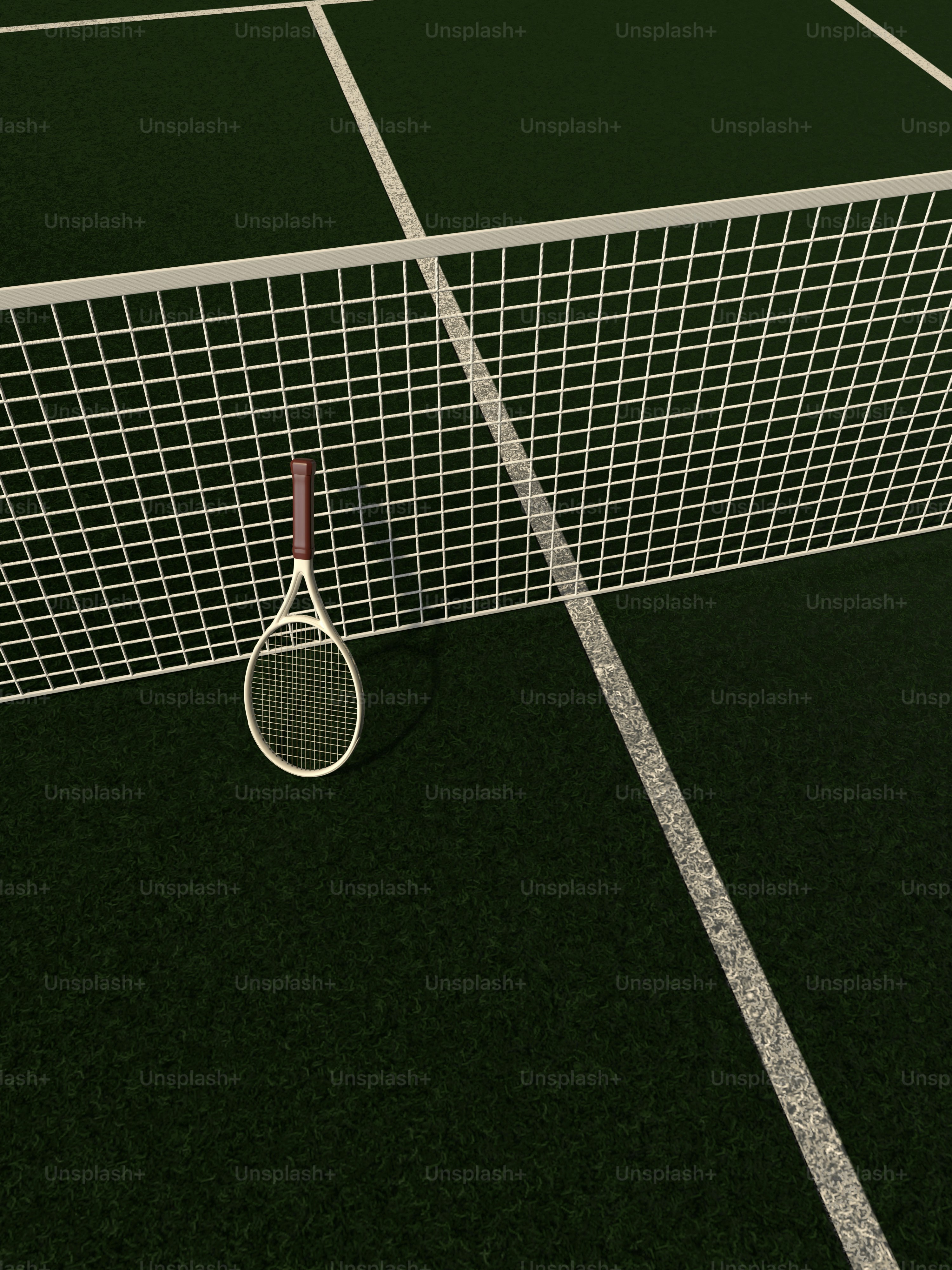 A tennis court with a net and a tennis ball photo – Tennis court Image ...