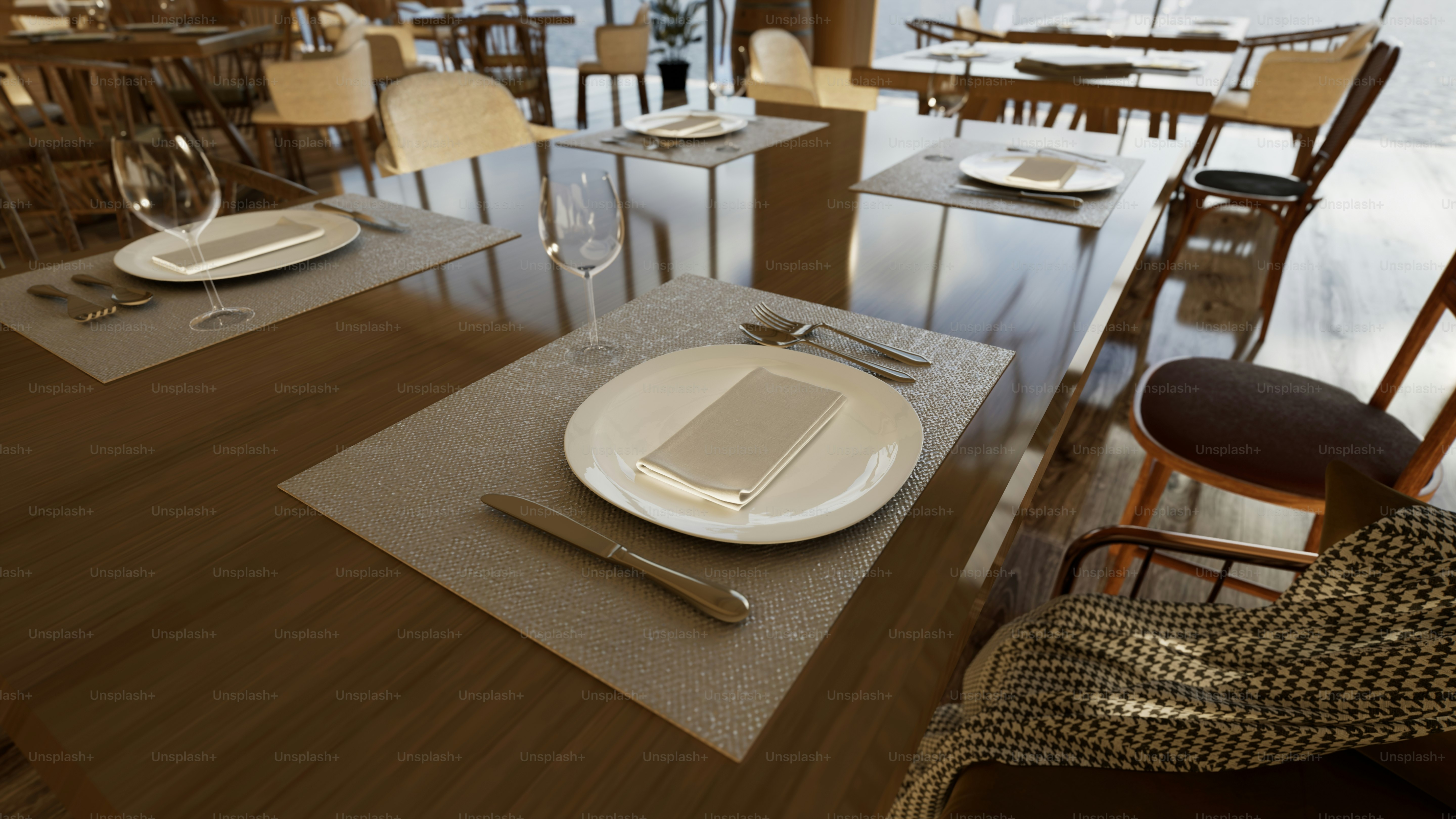 A table with place settings and place settings on it photo ...