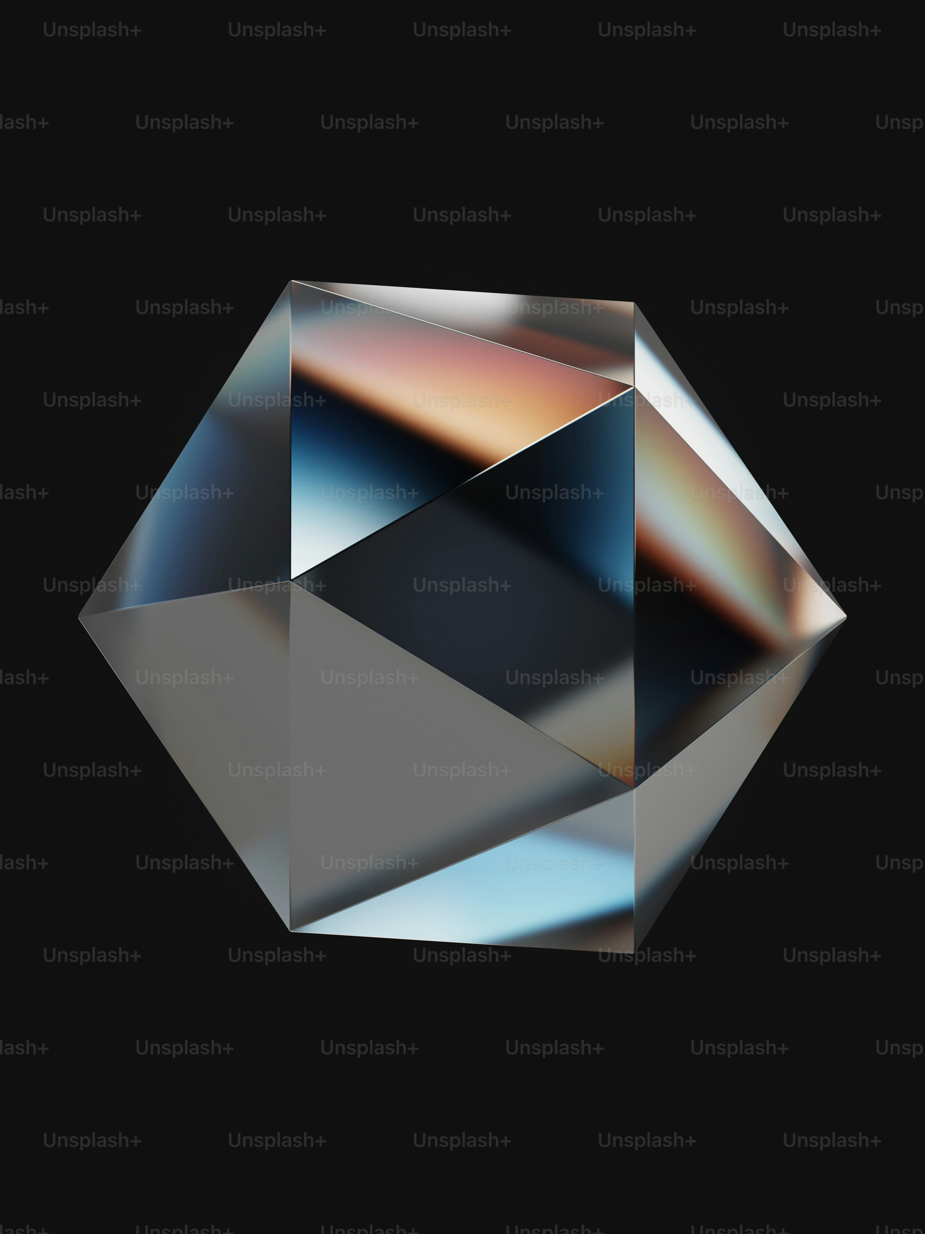 A diamond shaped object on a black background photo – Gemstone Image on ...