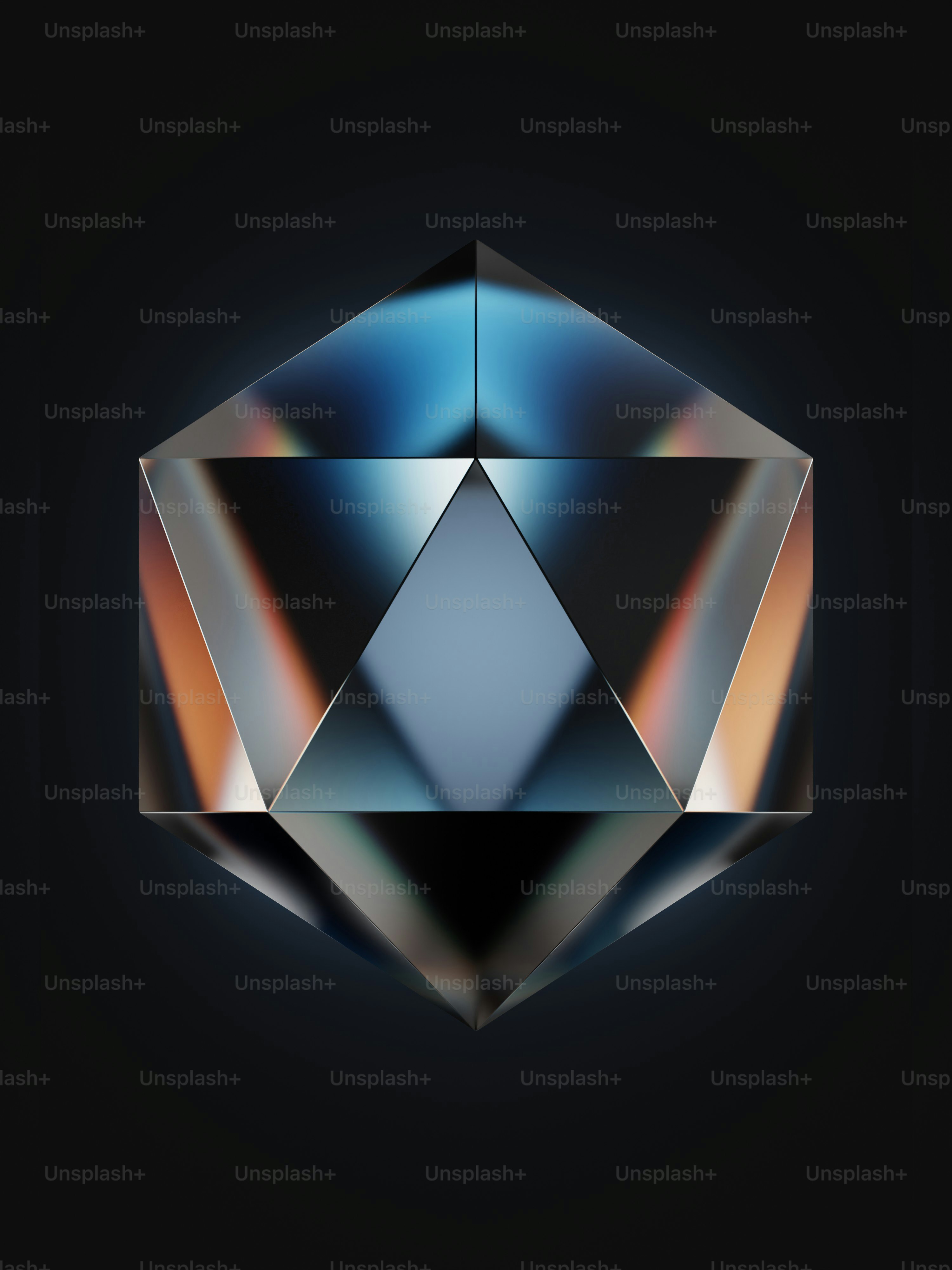A diamond shaped object on a black background photo – Glass background ...