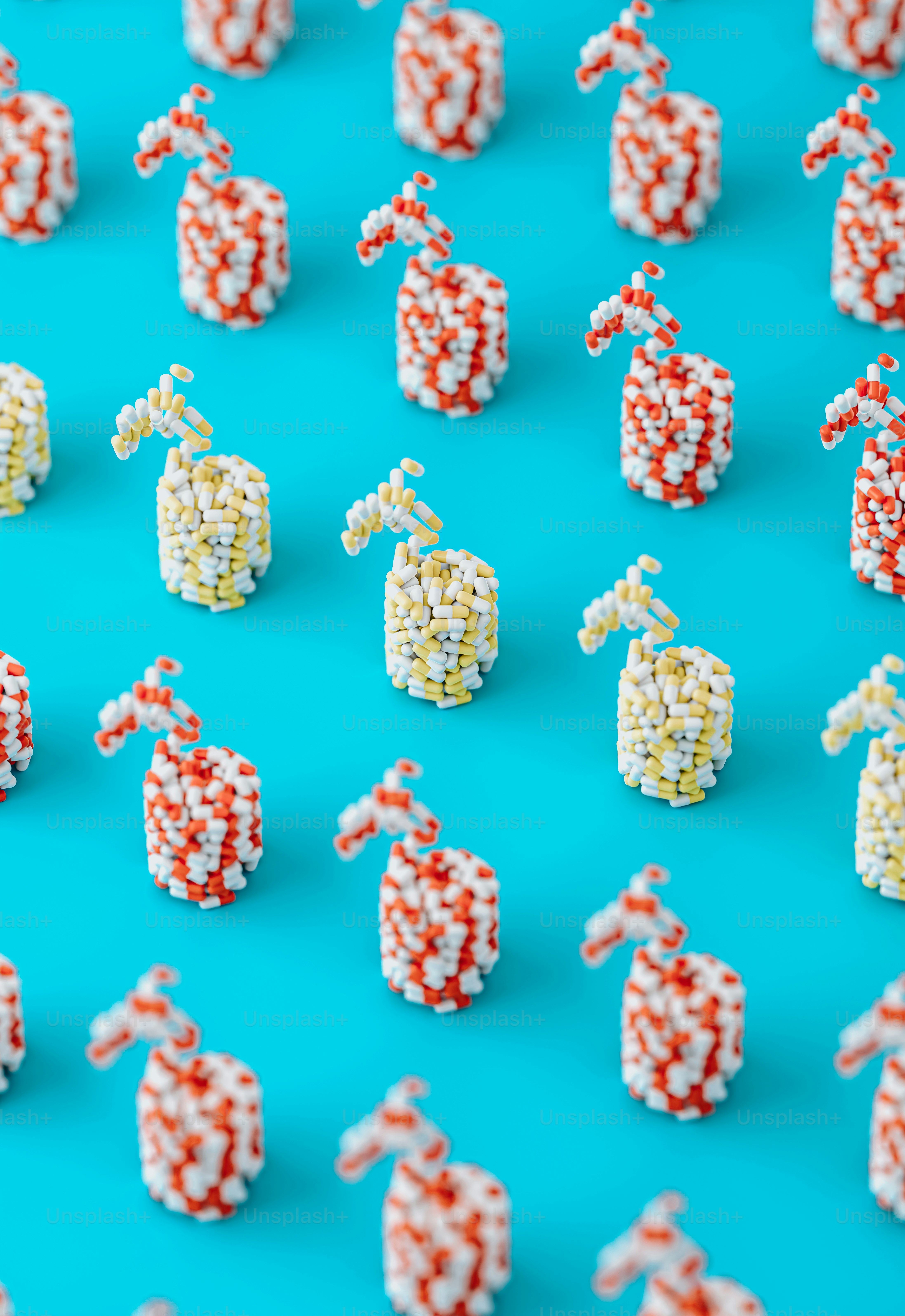 A blue background with red and white sprinkles photo – Medication Image ...