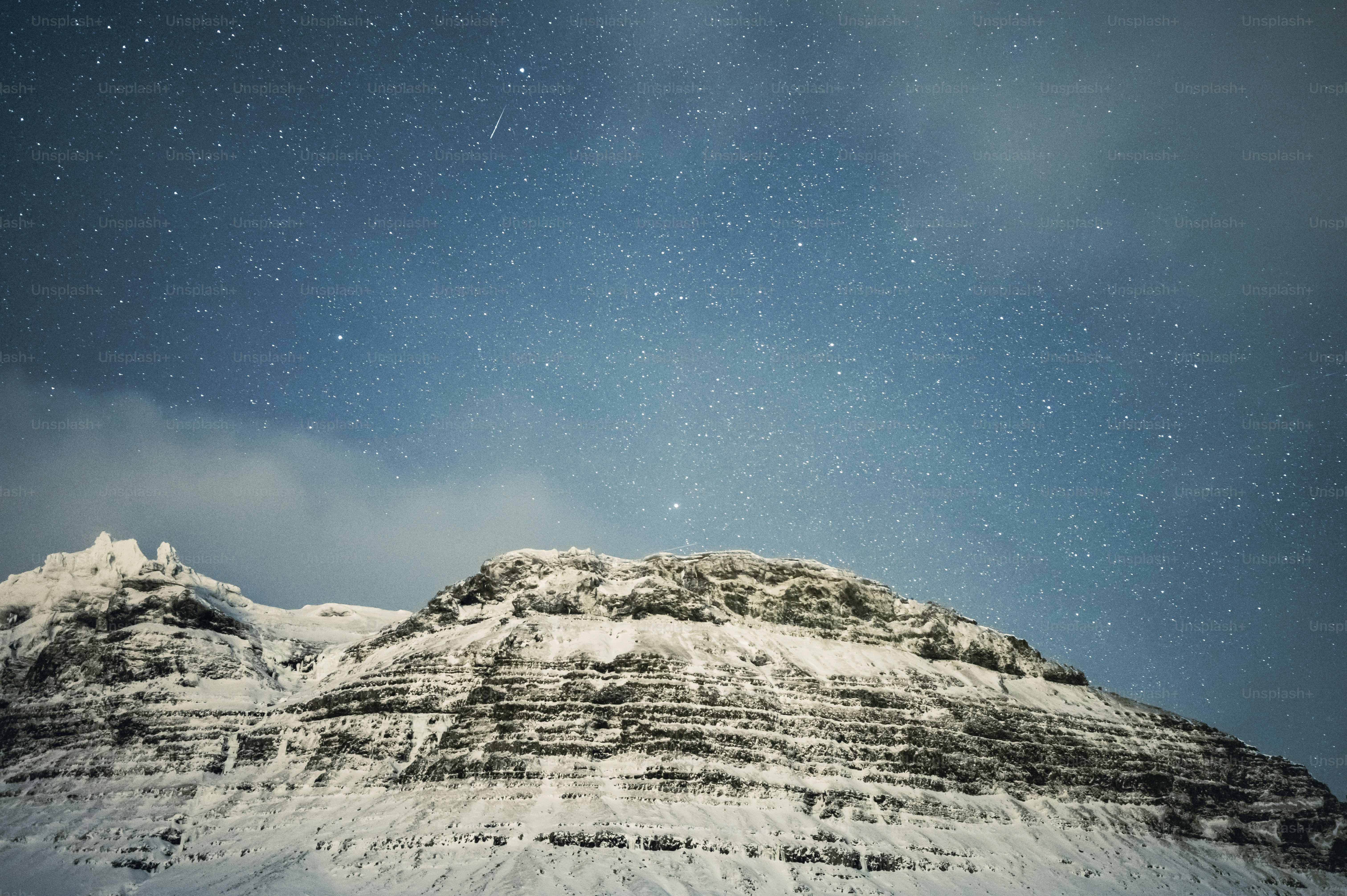 A mountain covered in snow under a blue sky photo – Winter Image on ...