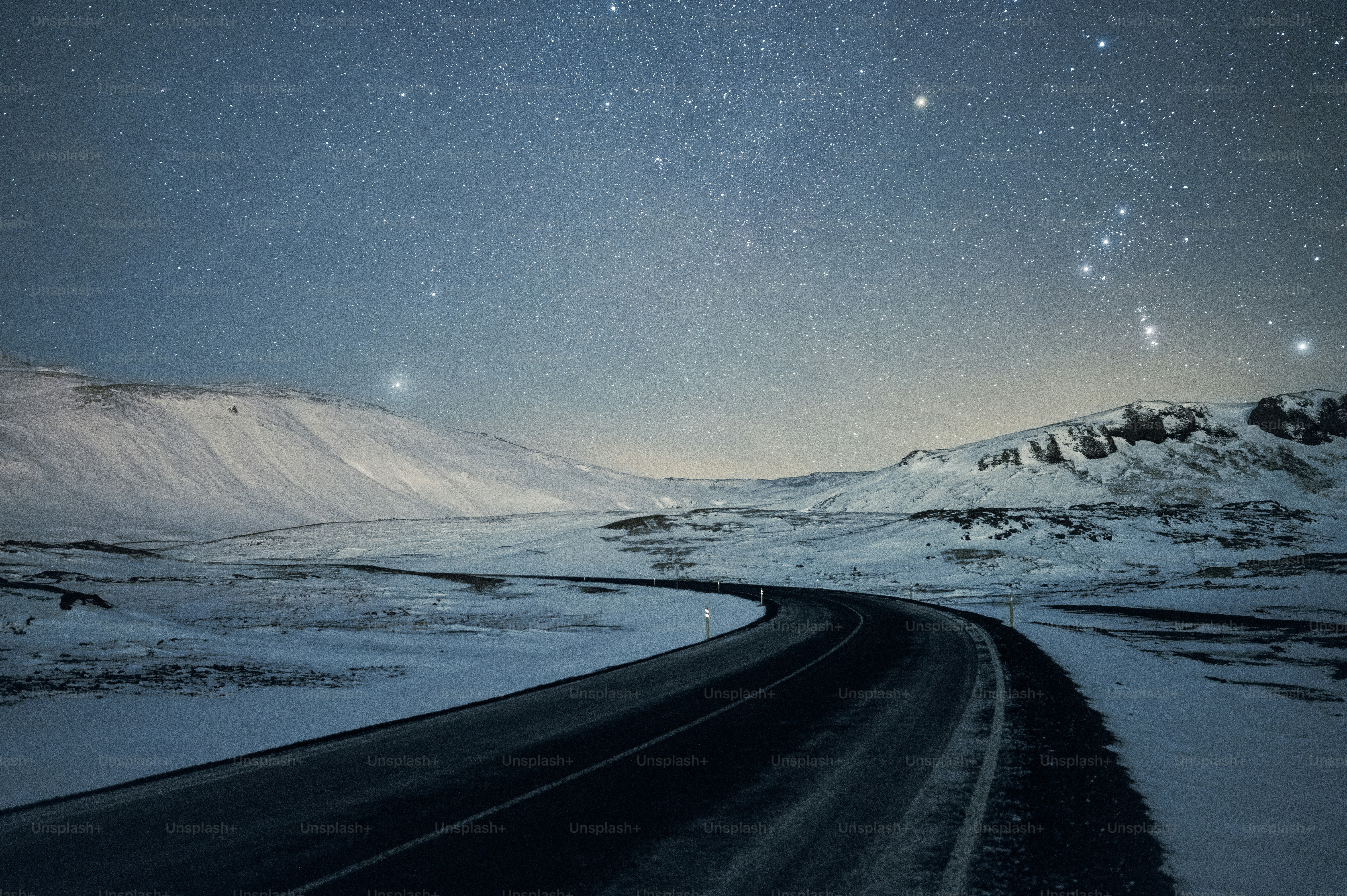 A road in the middle of a snowy landscape photo – Road Image on Unsplash