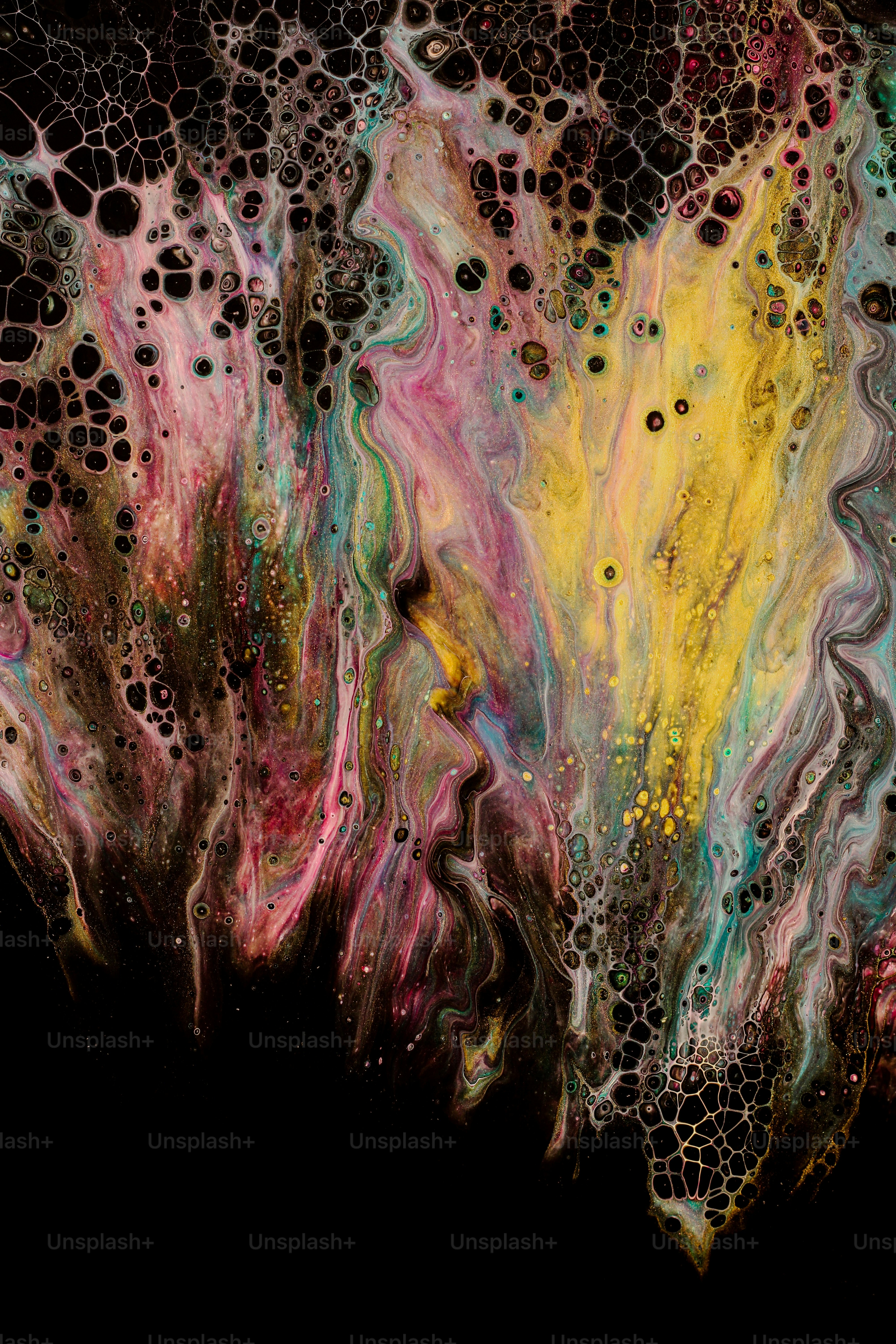 An abstract painting with a black background photo – Screen saver Image ...