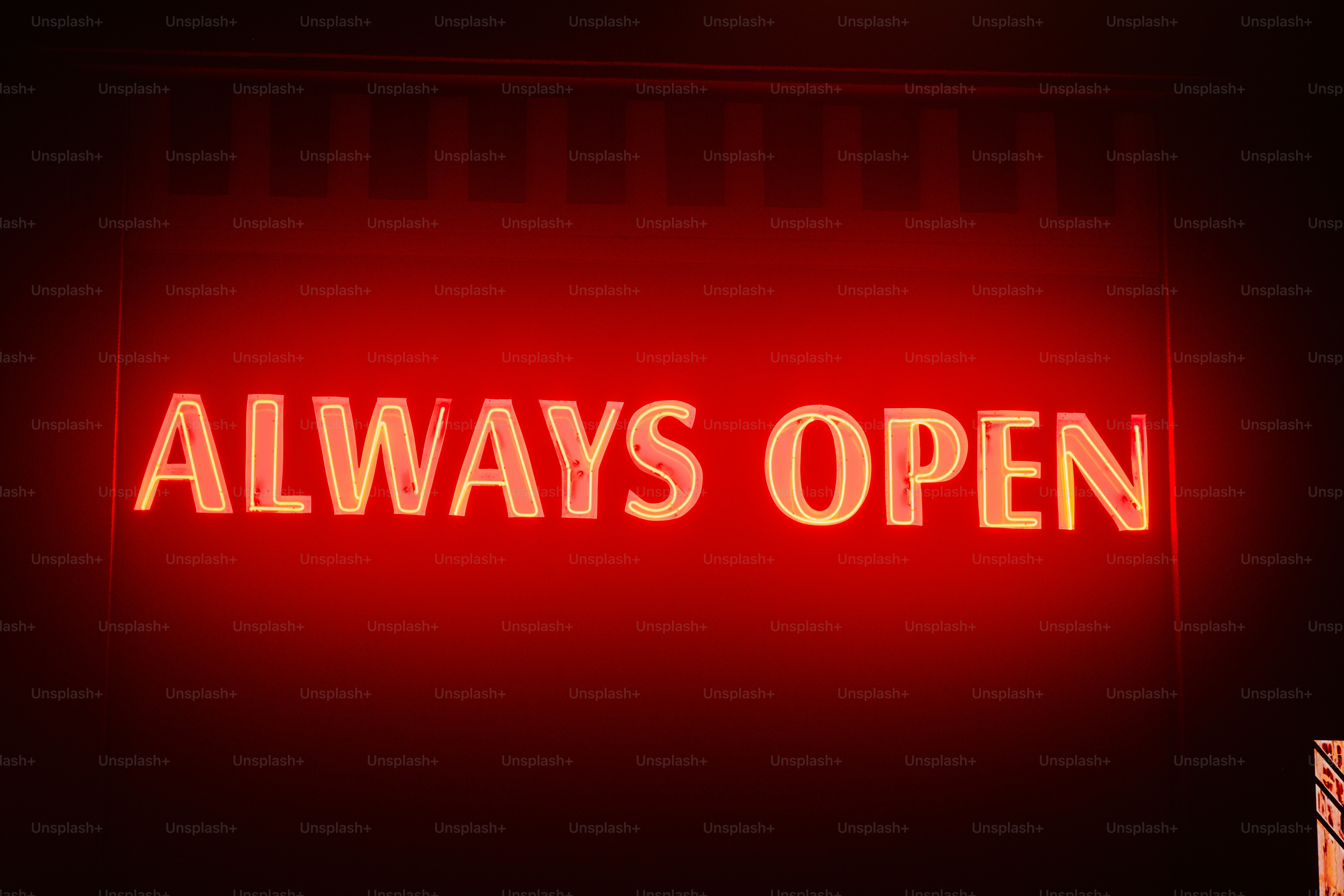 A red neon sign that says, always open photo – Neon Image on Unsplash
