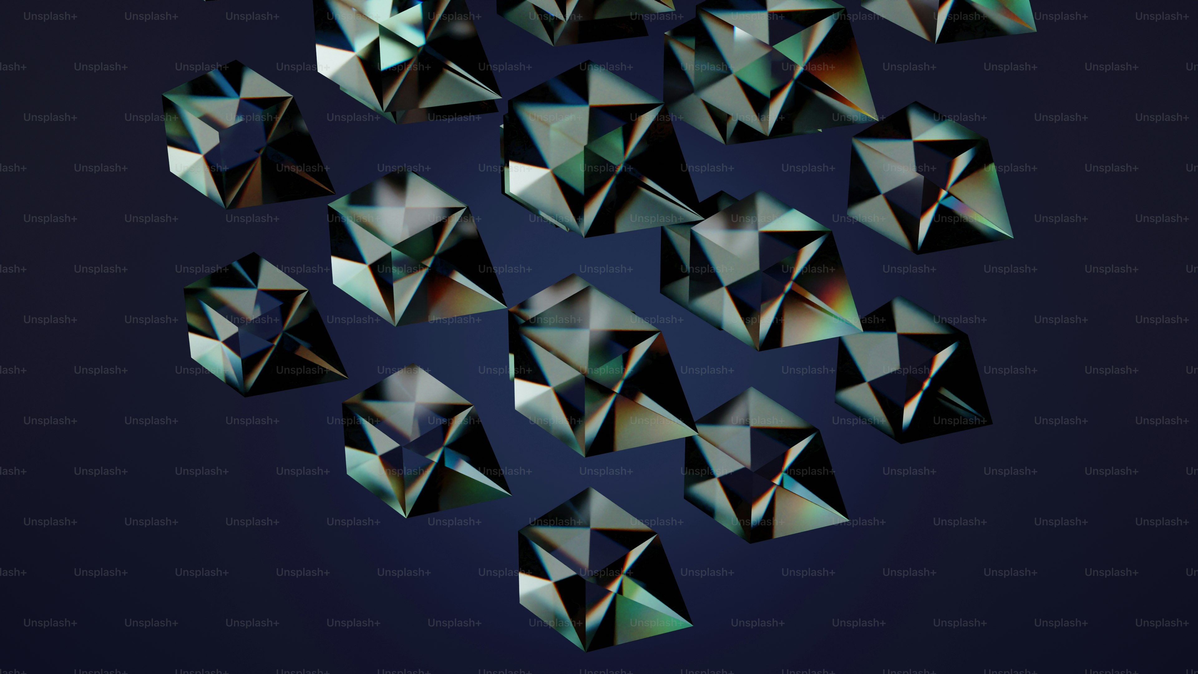 A bunch of diamonds are flying in the air photo – 3d render Image on ...