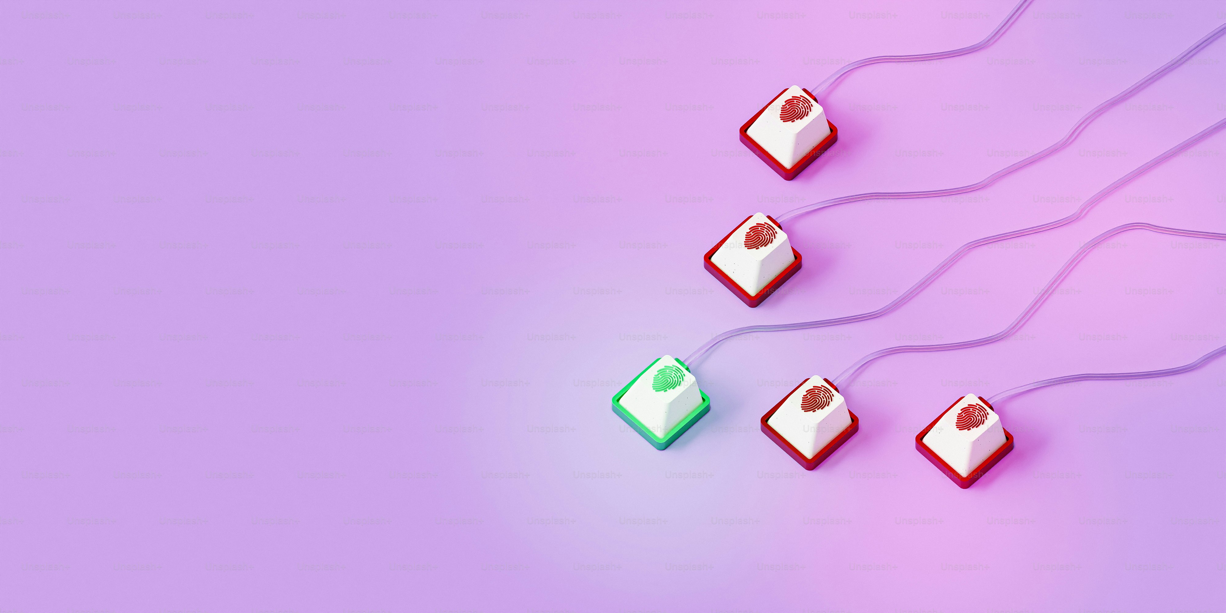 A group of three different colored items on a purple surface photo ...