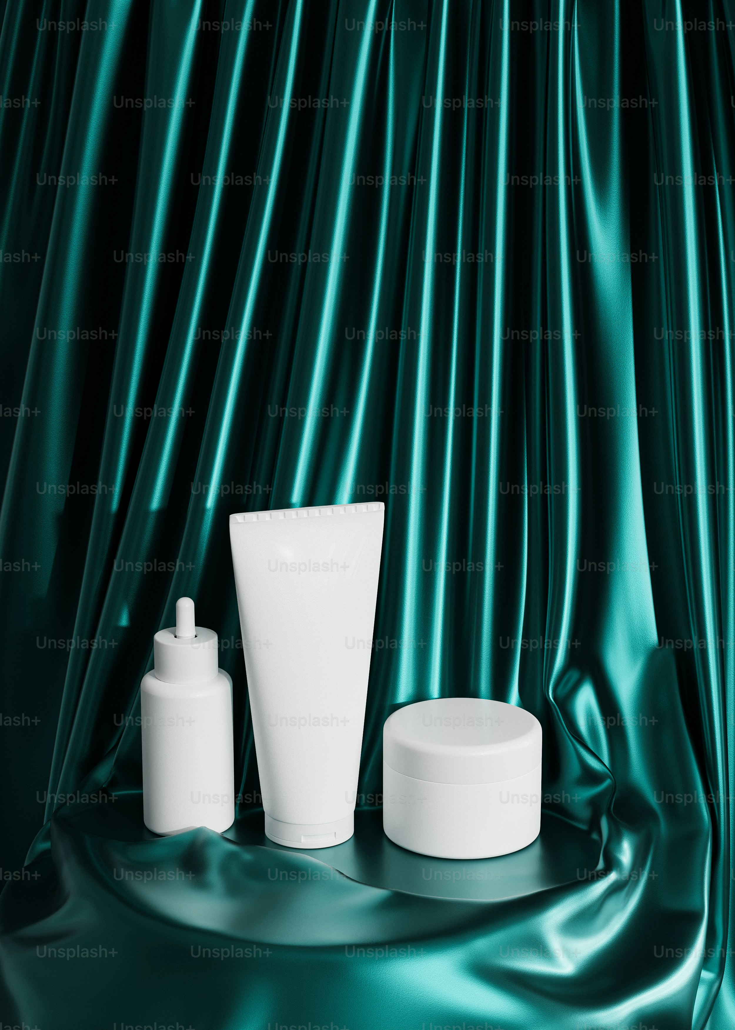 A bottle of lotion sitting next to a container of lotion photo ...