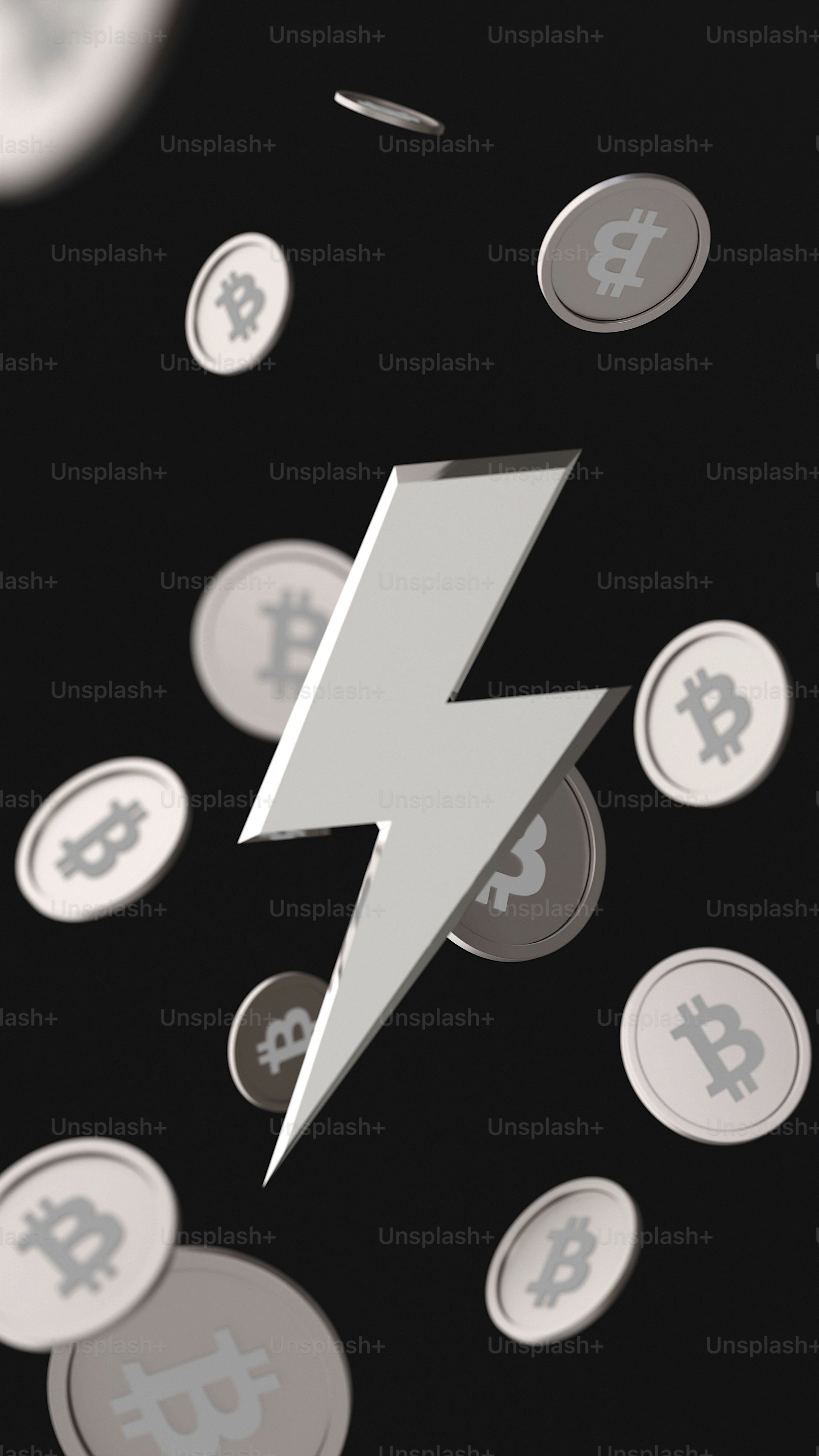 A lightning bolt surrounded by bitcoins photo – Cryptocurrency Image on ...
