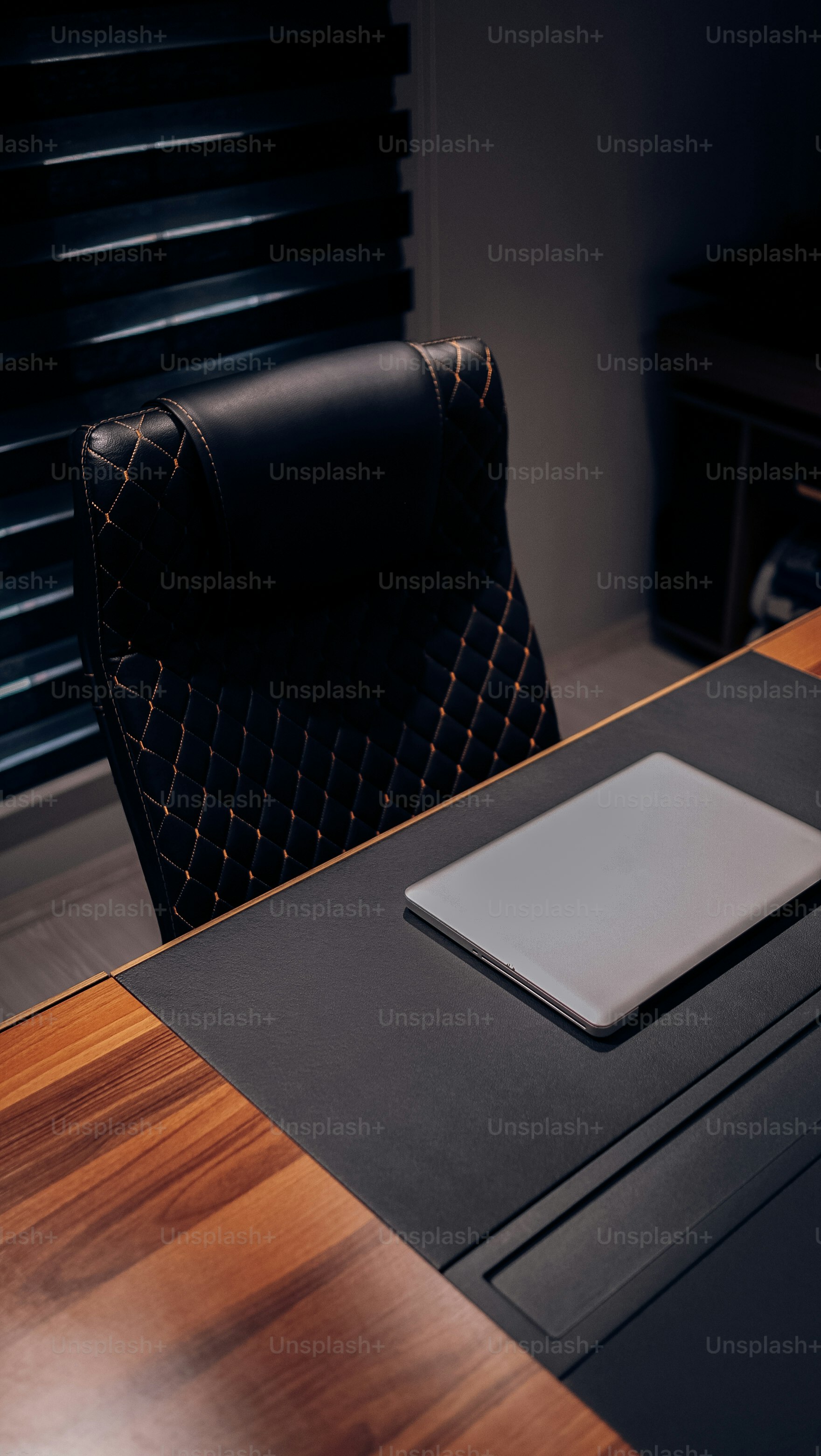 A wooden desk topped with a wooden desk top photo – Office Image on ...