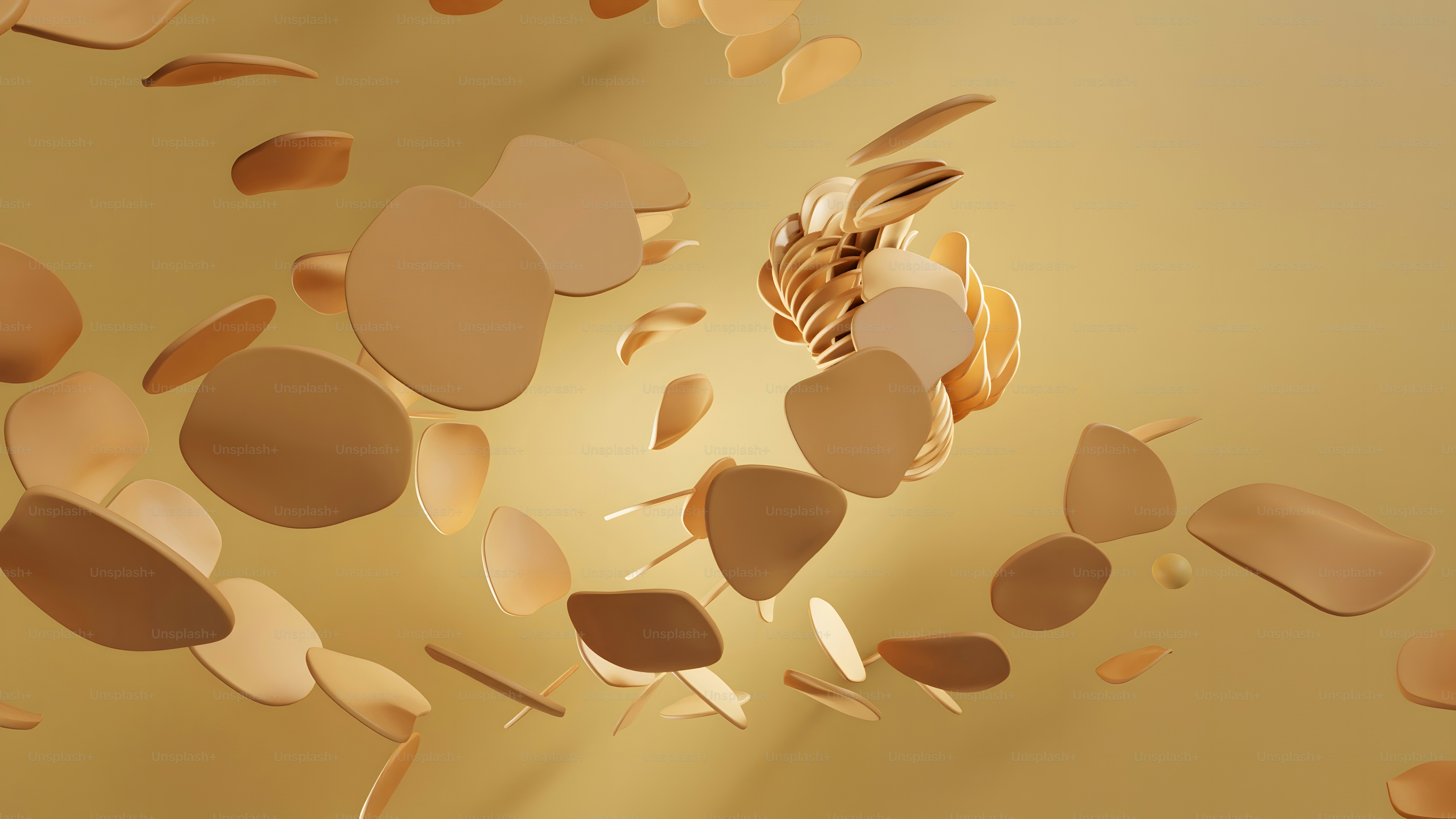 A golden background with a bunch of flying objects photo – Wallpapers Image on Unsplash