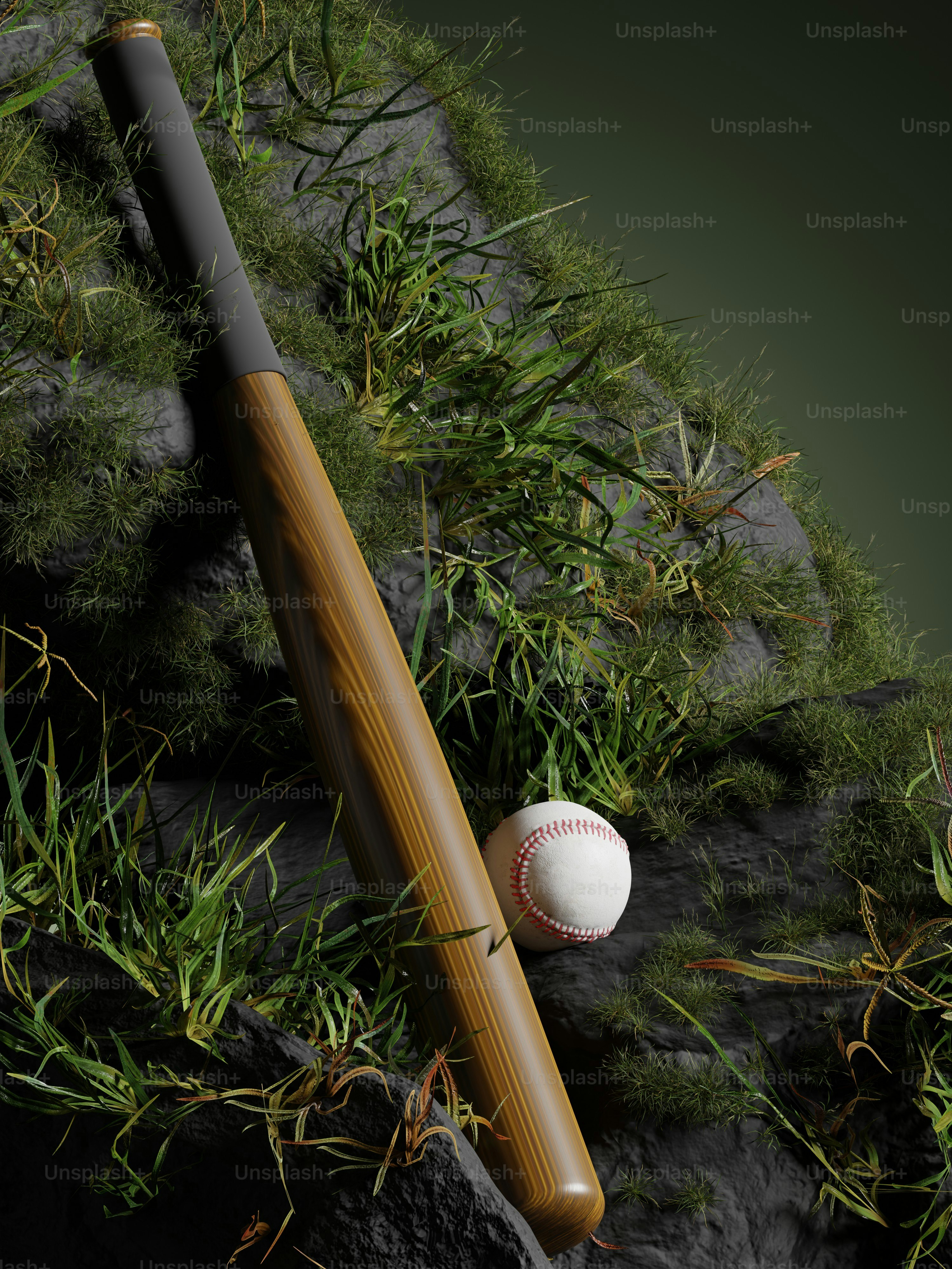 A baseball bat and a baseball laying on the ground photo – Bats Image ...