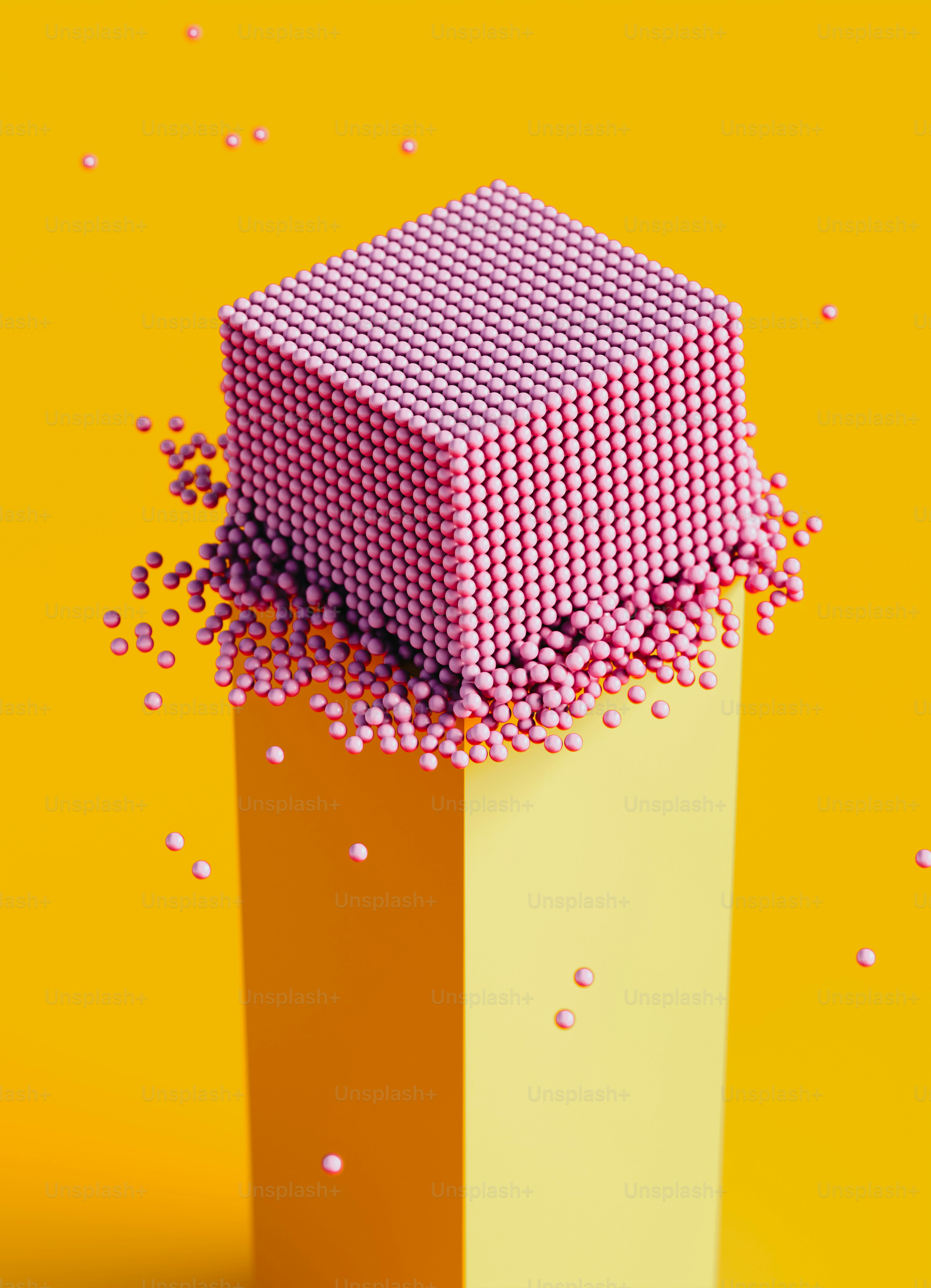 A pink and yellow object with pink dots on it photo – Abstract Image on ...