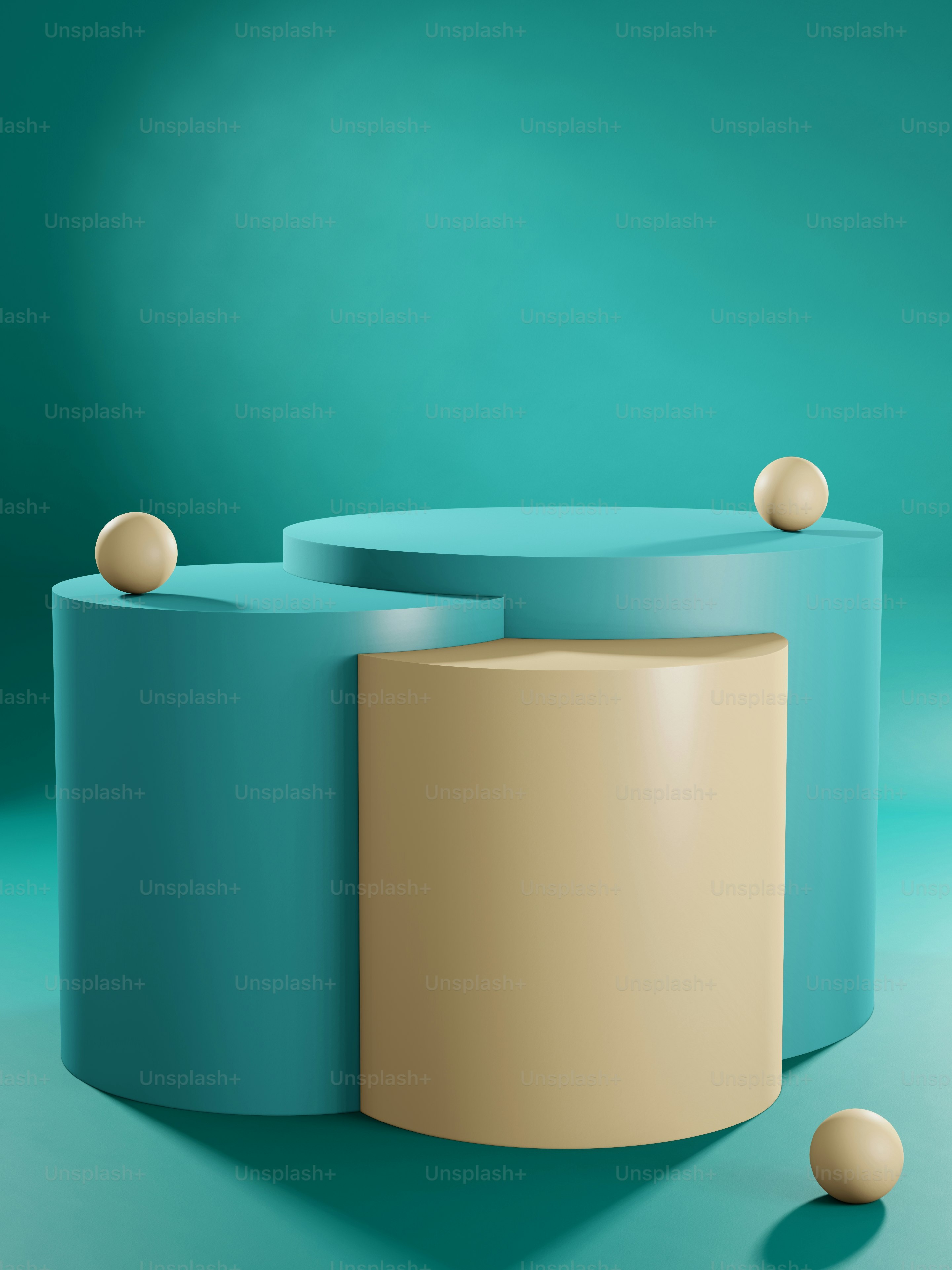 A blue and beige object on a green background photo – 3d Image on Unsplash