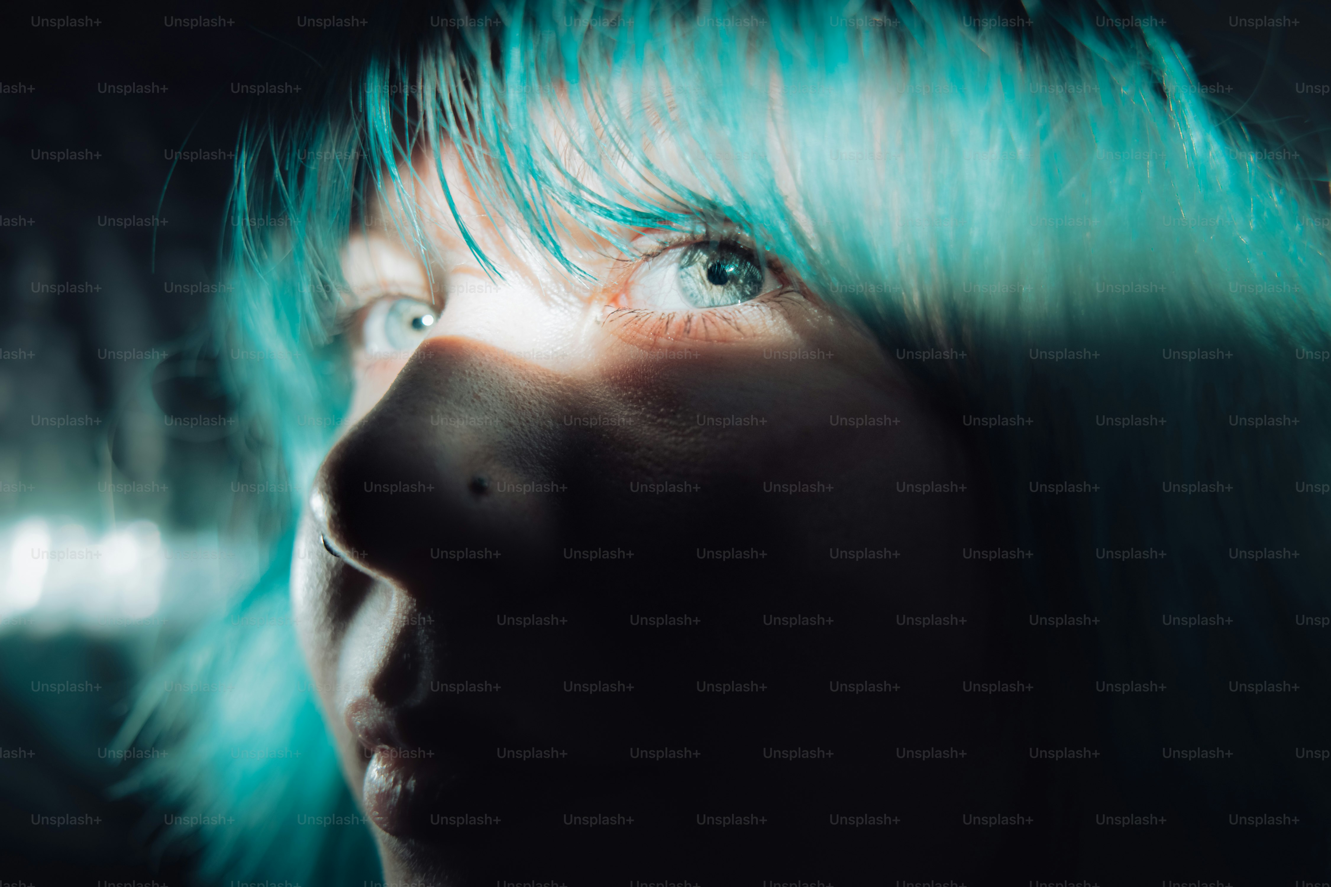 A close up of a person with blue hair photo – In studio Image on Unsplash