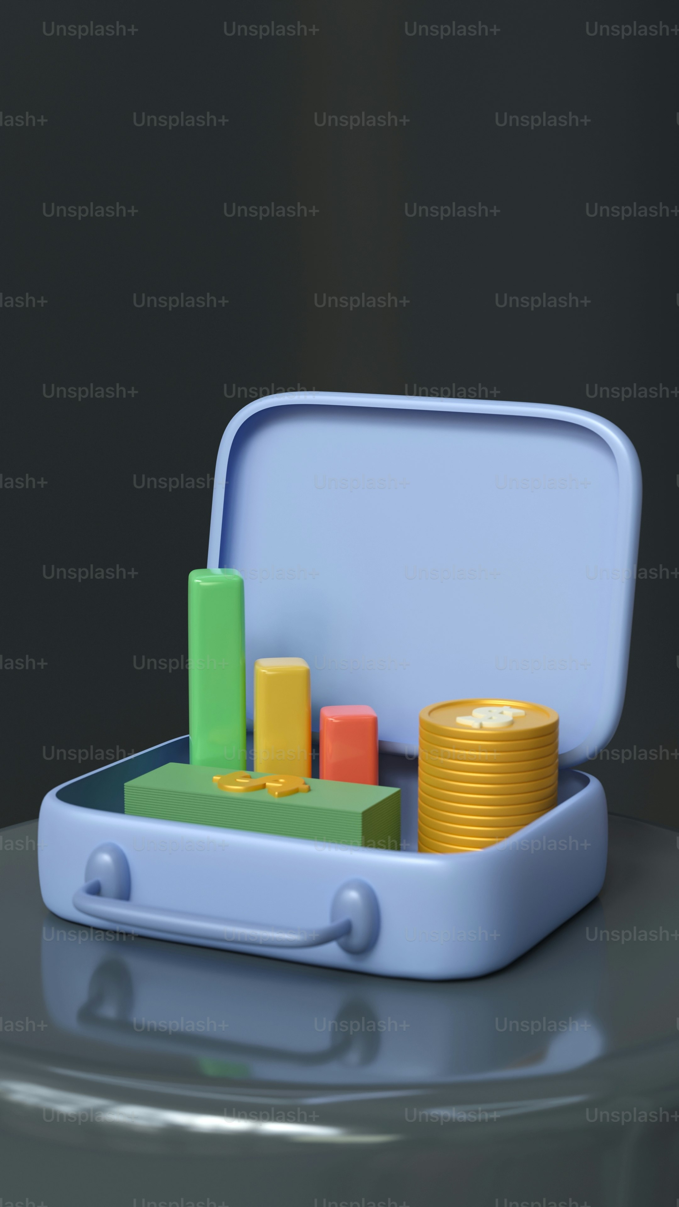 A suitcase with a stack of coins in it photo – Coin Image on Unsplash