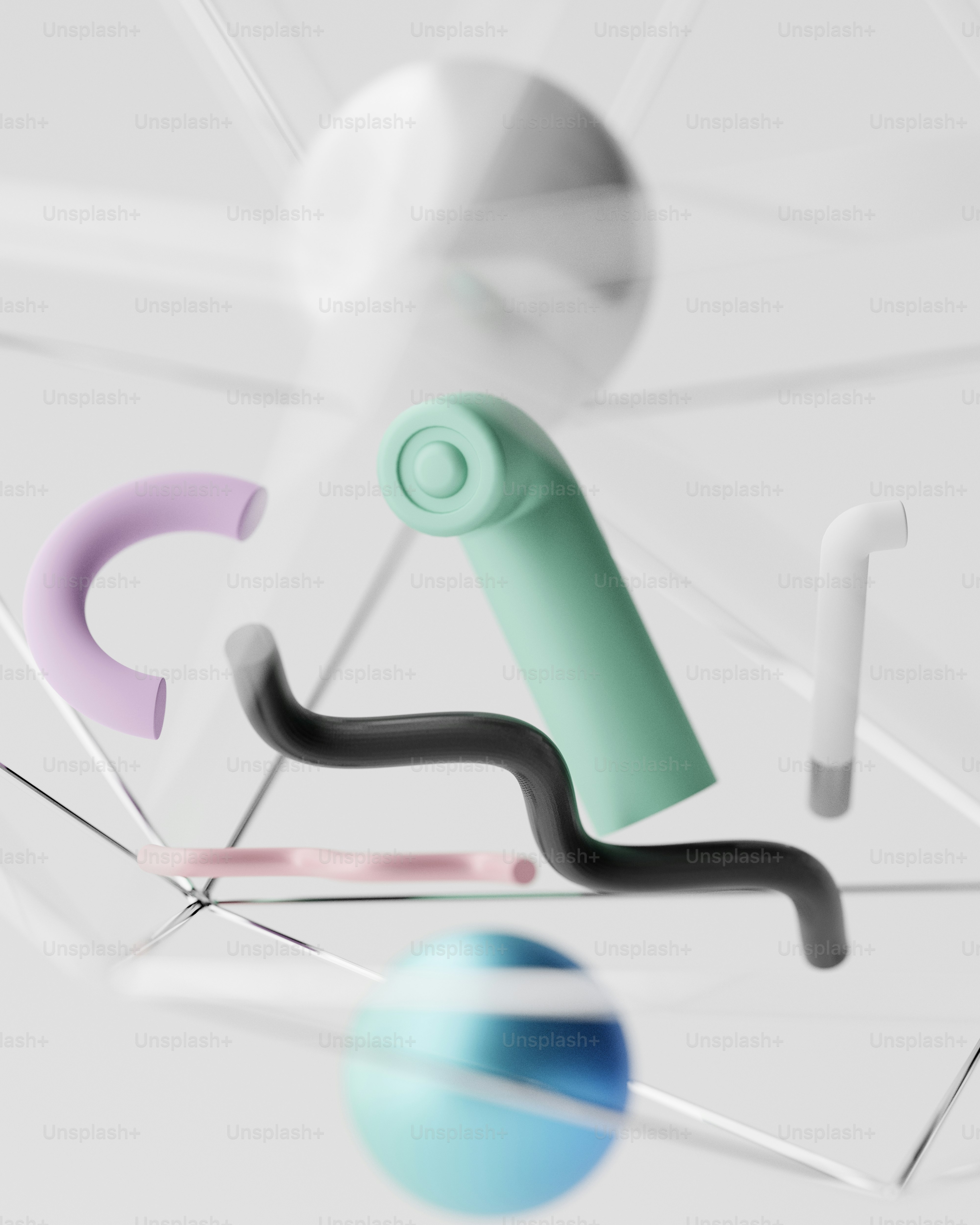 Un groupe d’objets de différentes couleurs flottant dans l’air photo ...