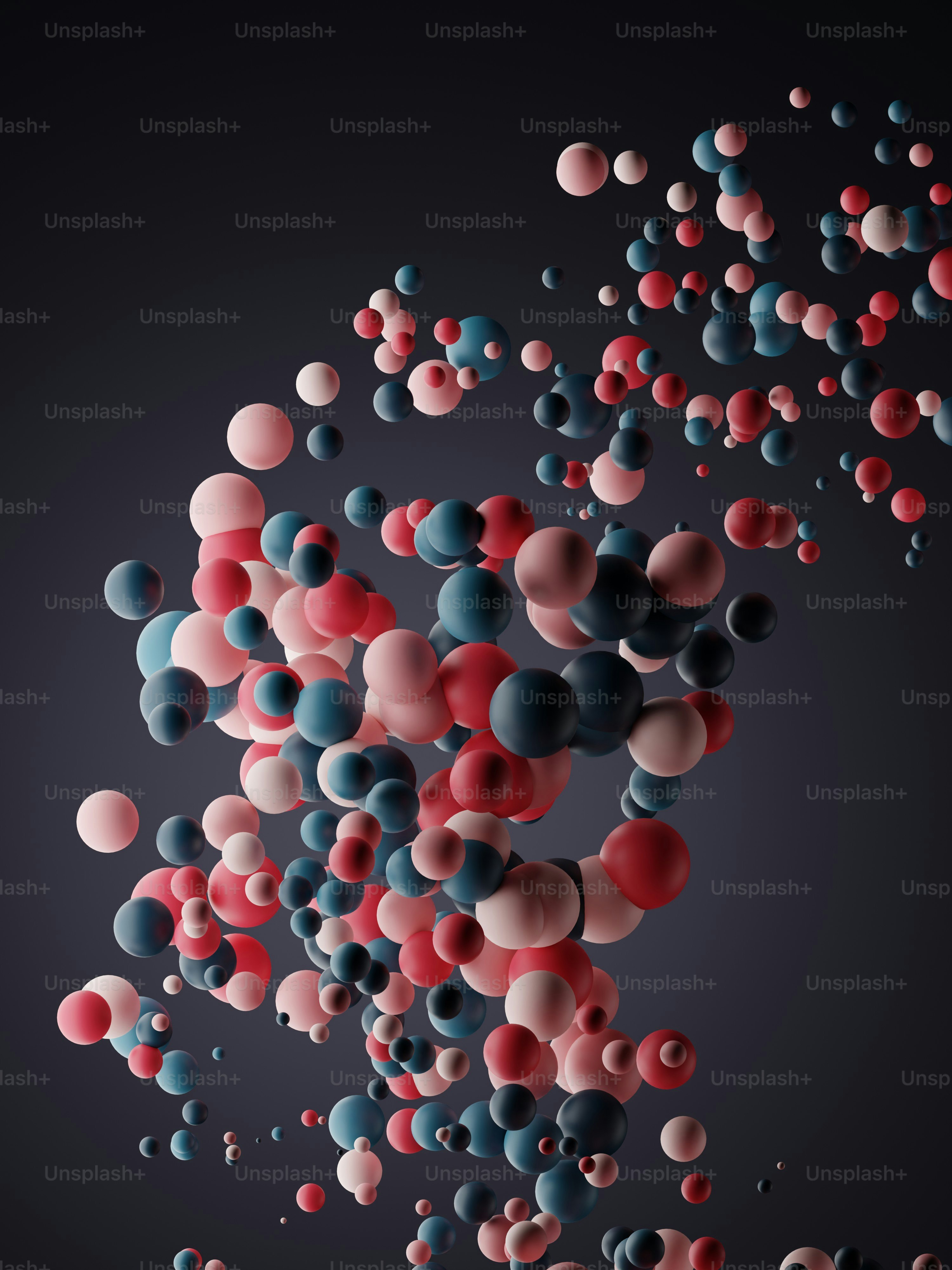 A bunch of red, white and blue balls floating in the air photo ...