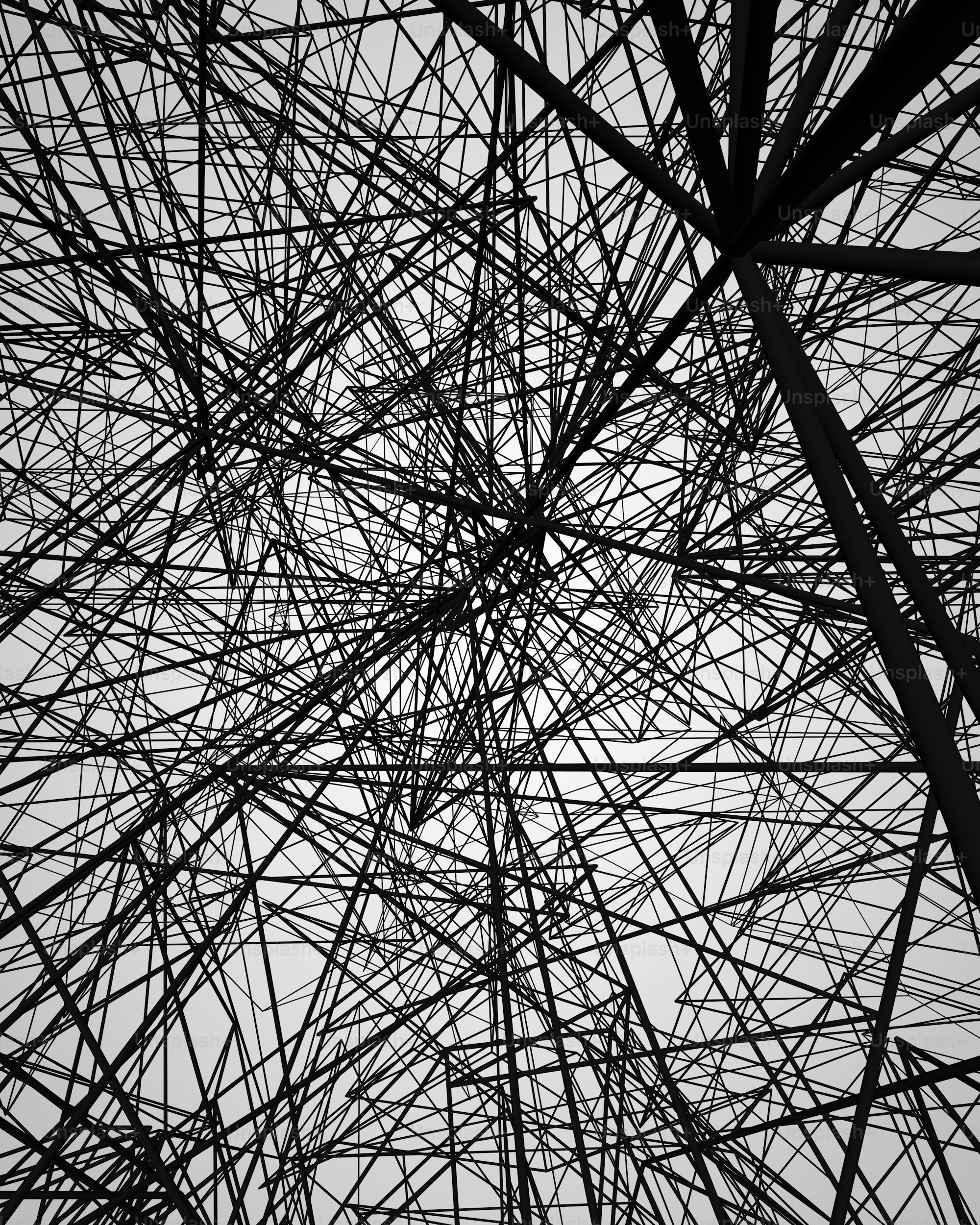 A black and white photo of a bunch of wires photo – Render Image on ...