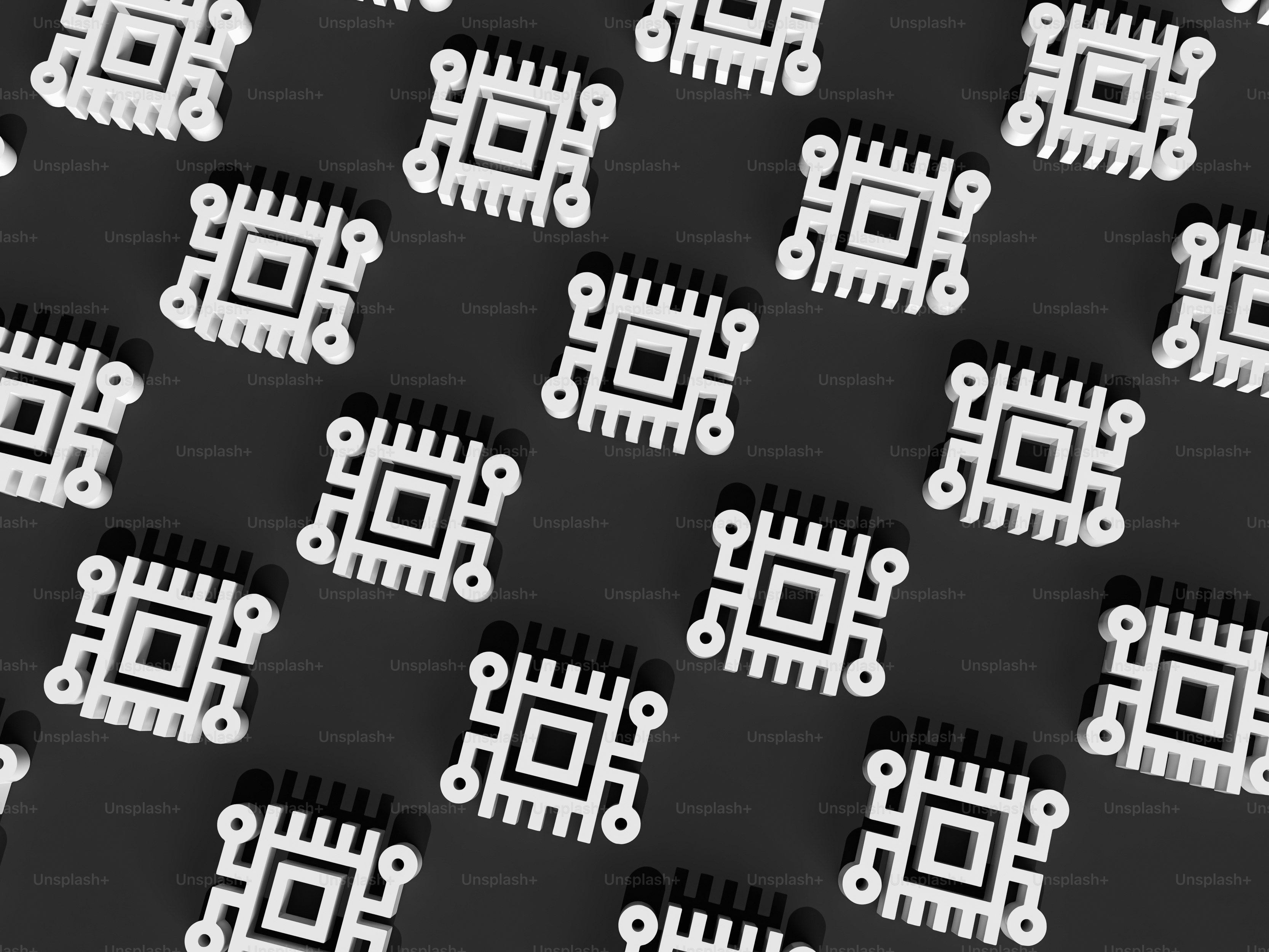 A black and white photo of a computer chip photo – 3d render Image on ...