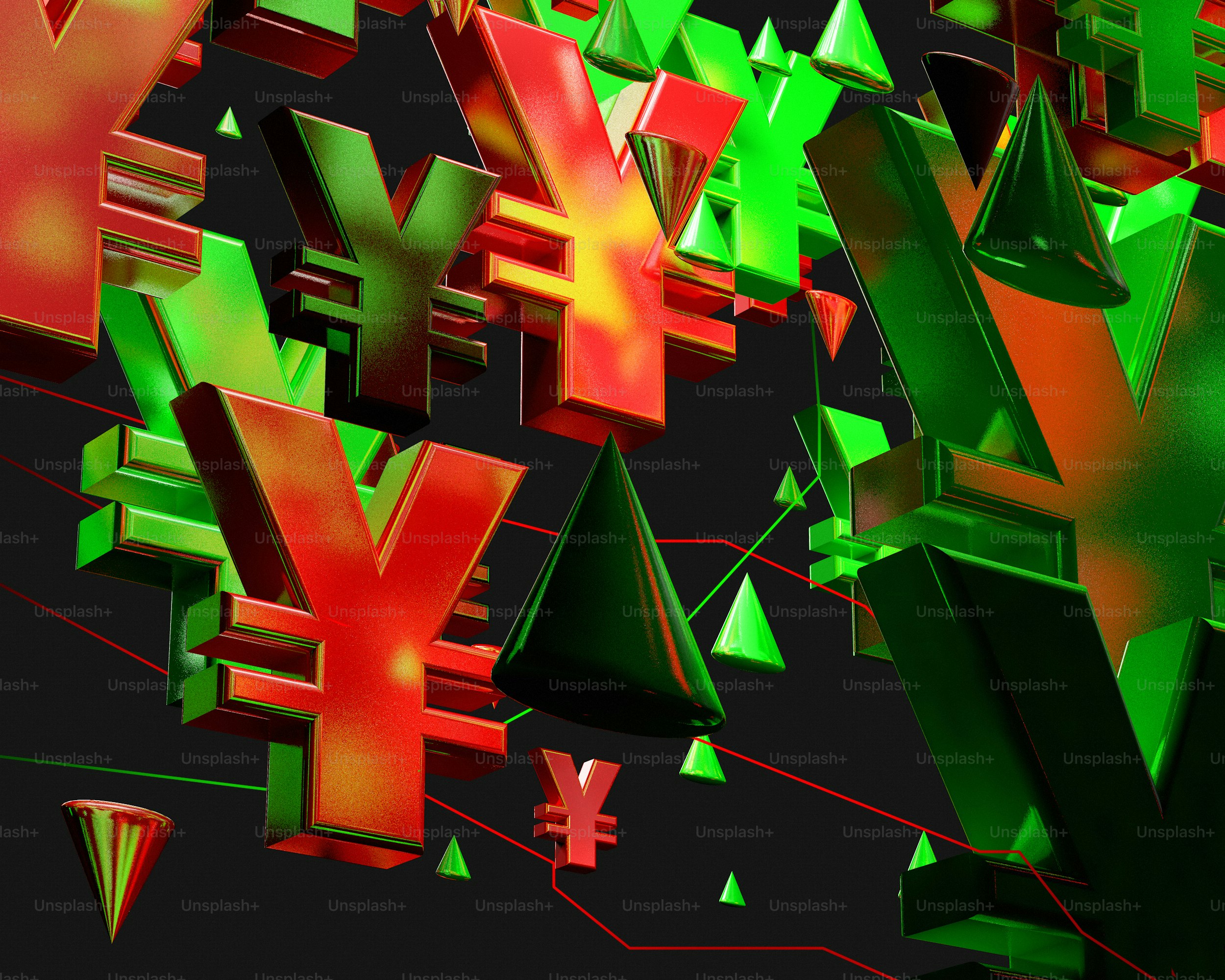 A bunch of green and red numbers on a black background photo ...