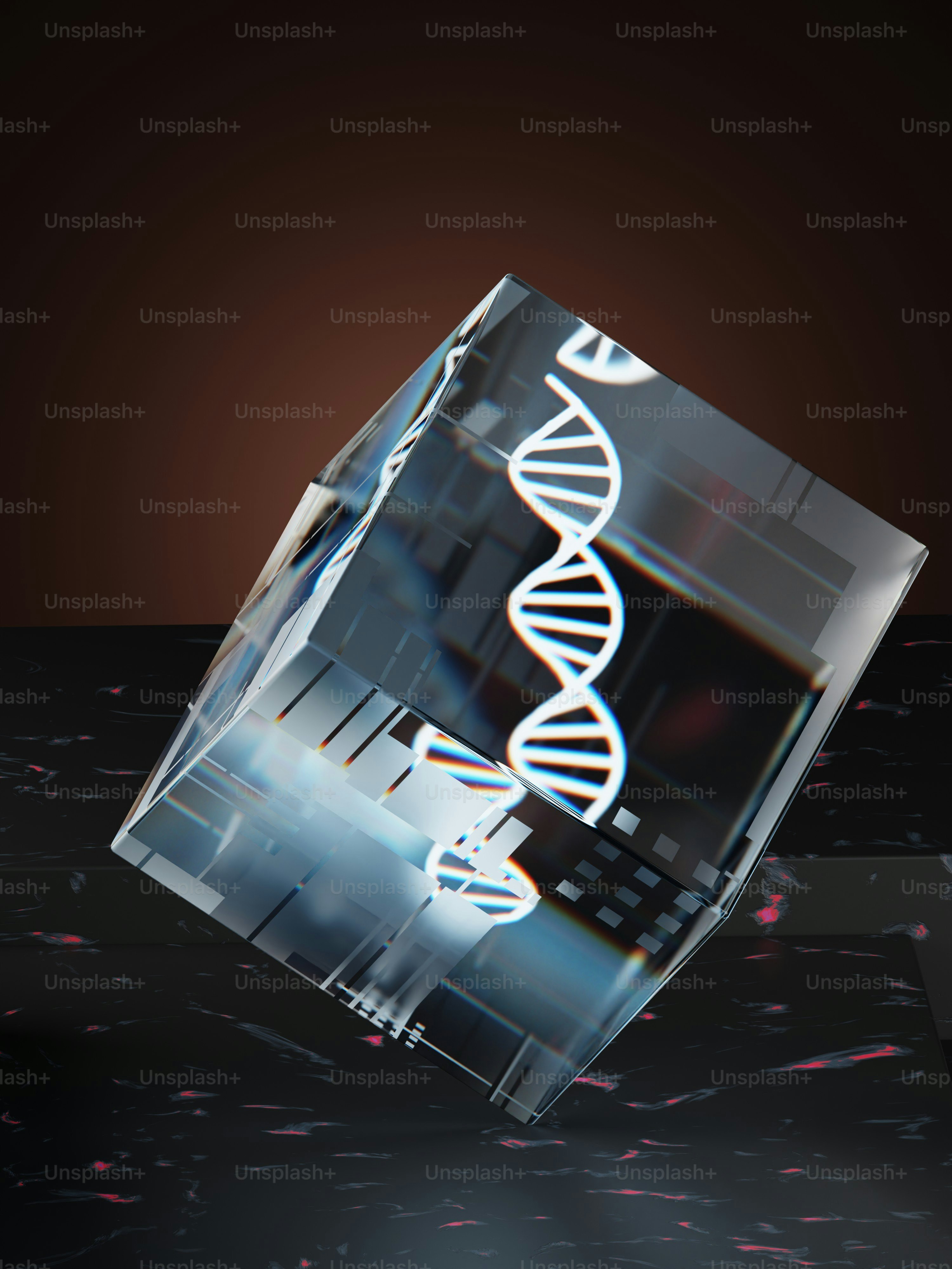 A glass block with a picture of a structure on it photo – Genetics ...