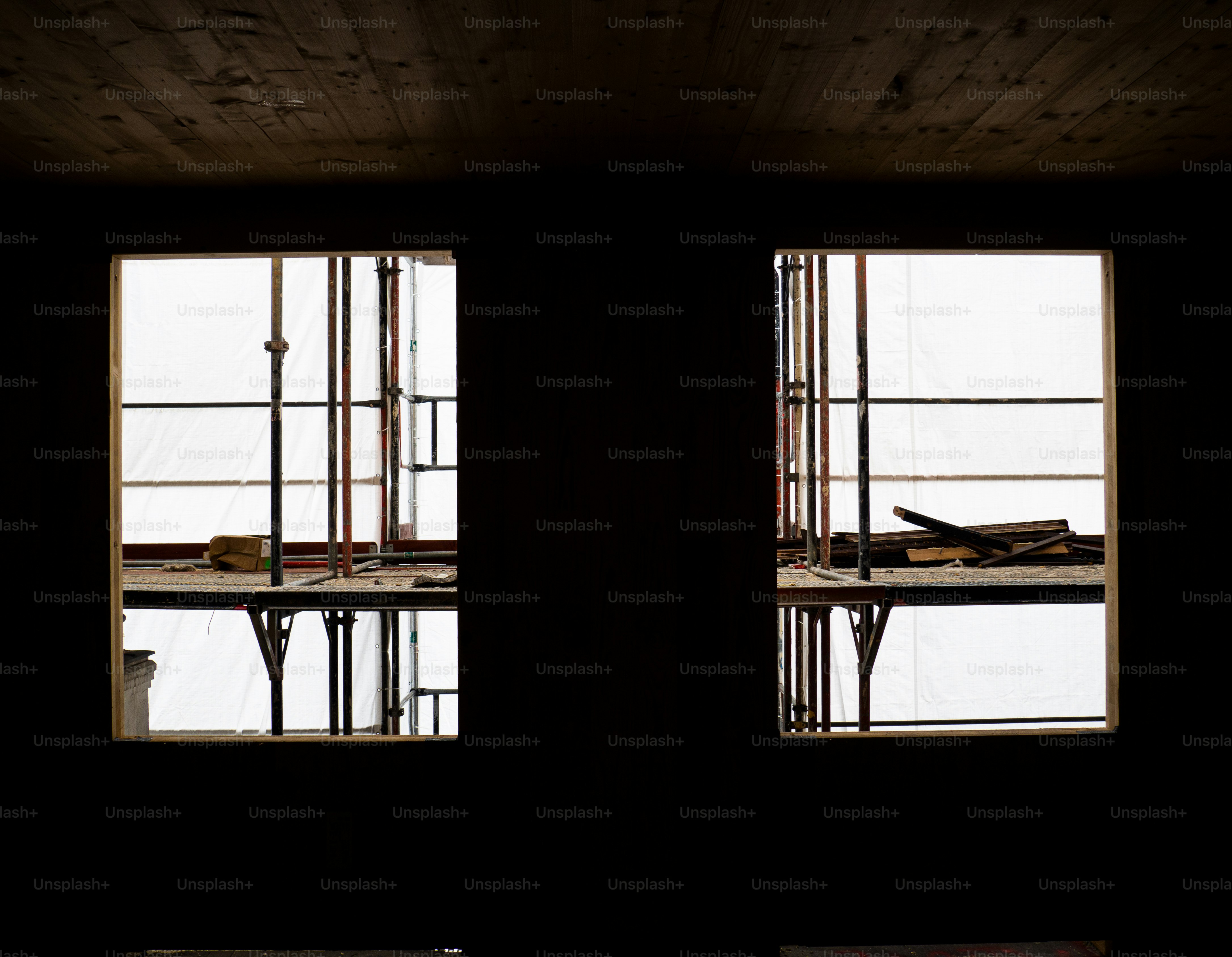 Two windows in a dark room with no curtains photo – Berlin Image on ...