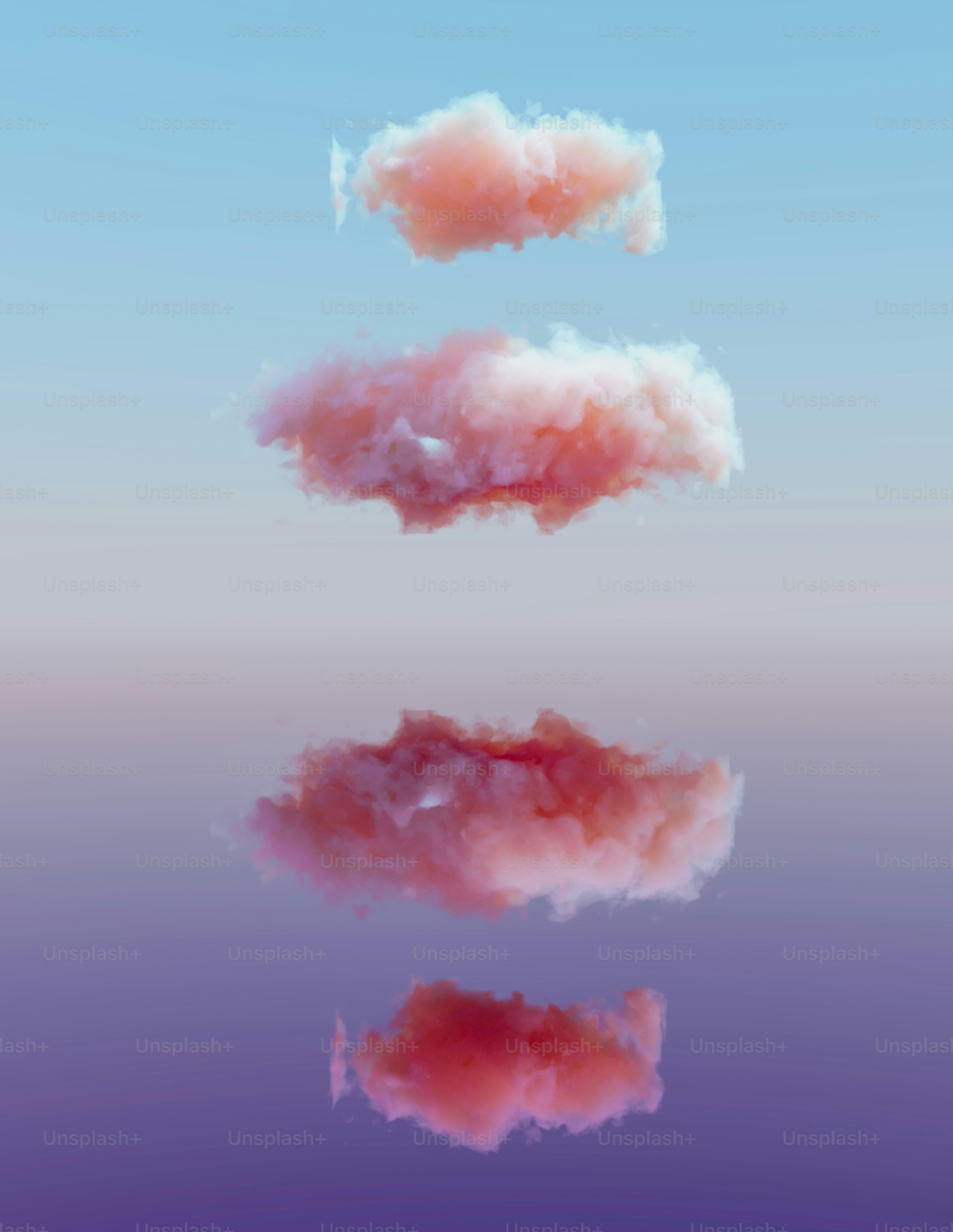 A group of pink clouds floating in the sky photo – Full screen ...