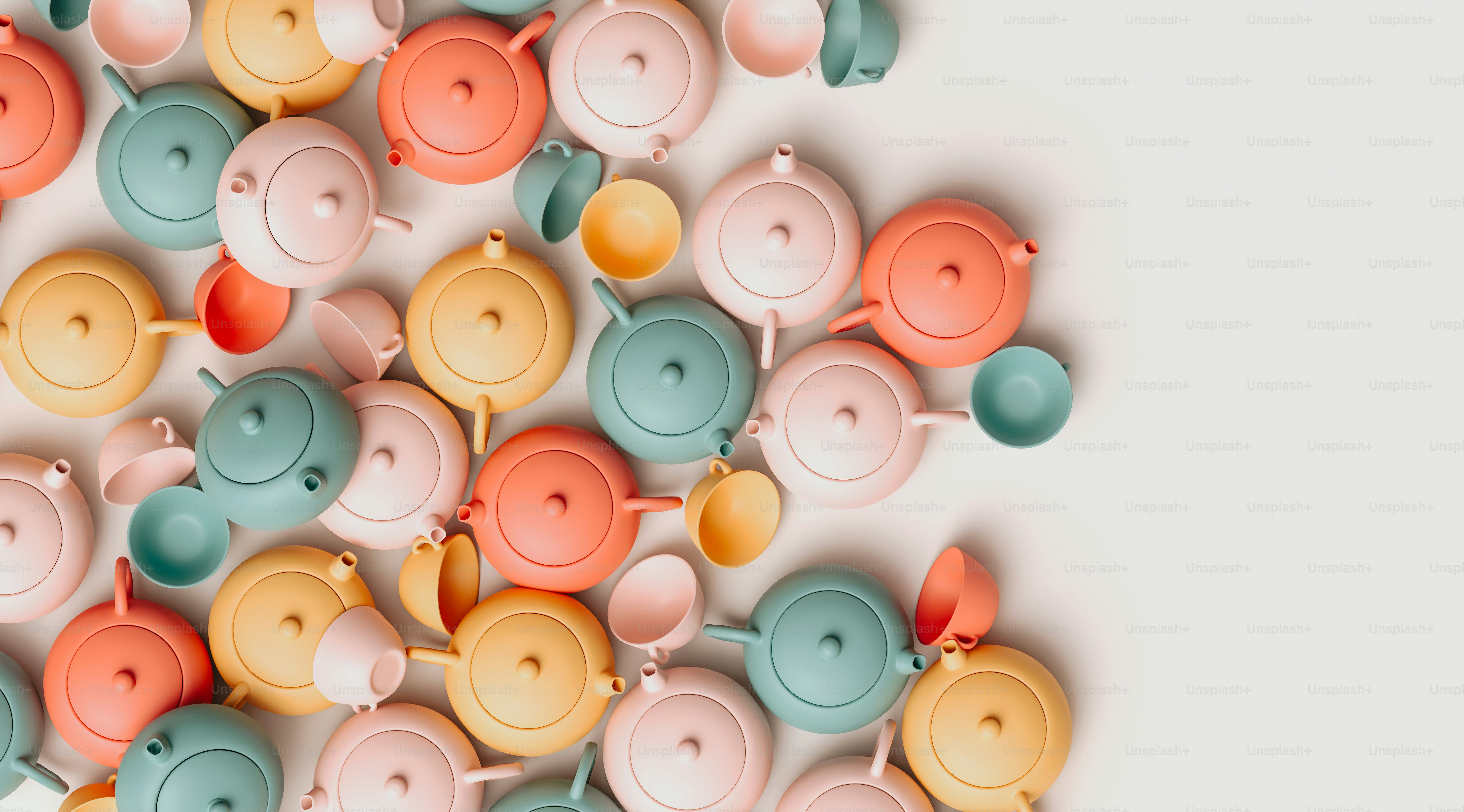 A group of blue teapots sitting next to each other photo – Drinks Image ...