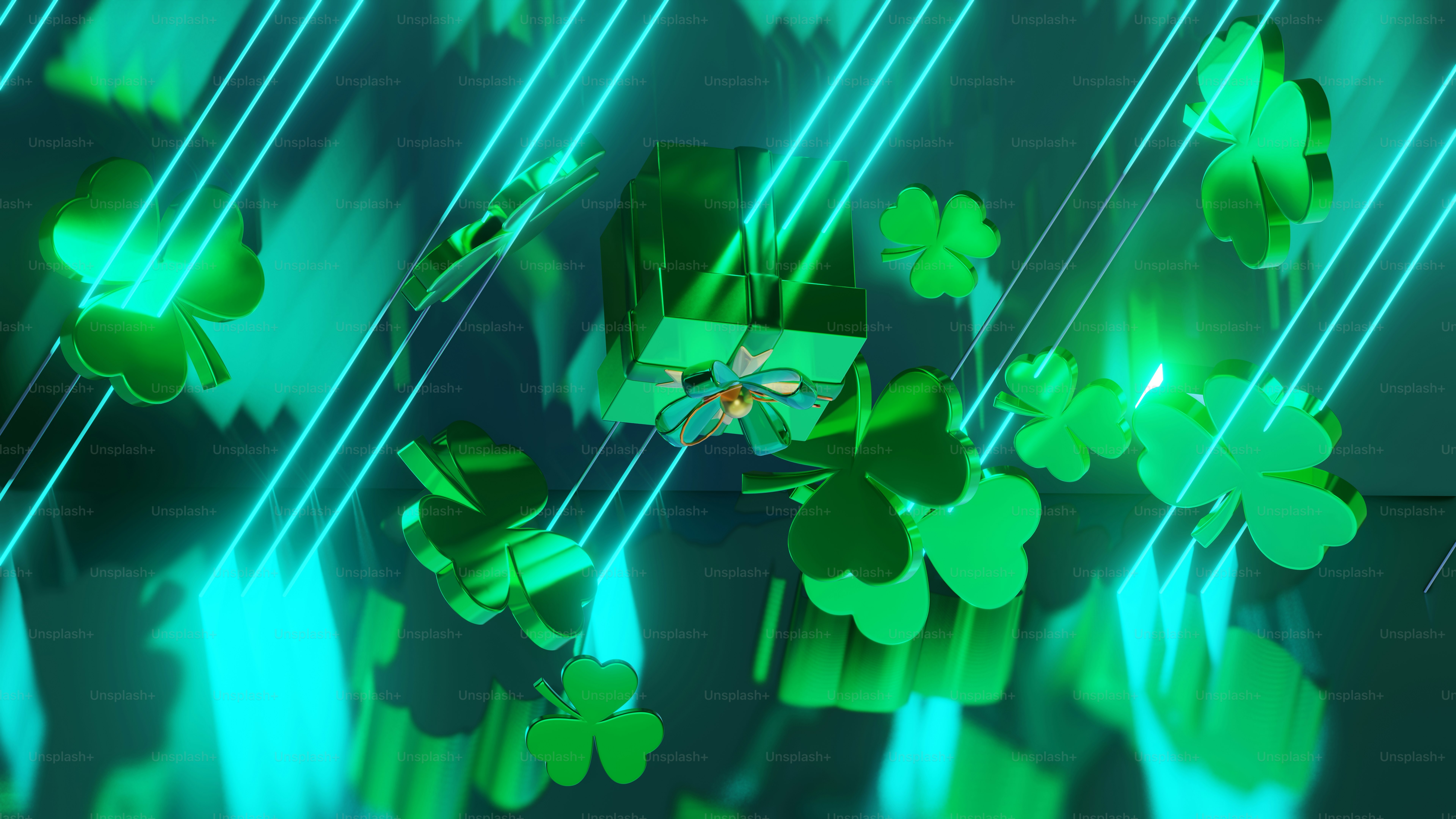 A green box with four leaf clovers on it photo – Green Image on Unsplash