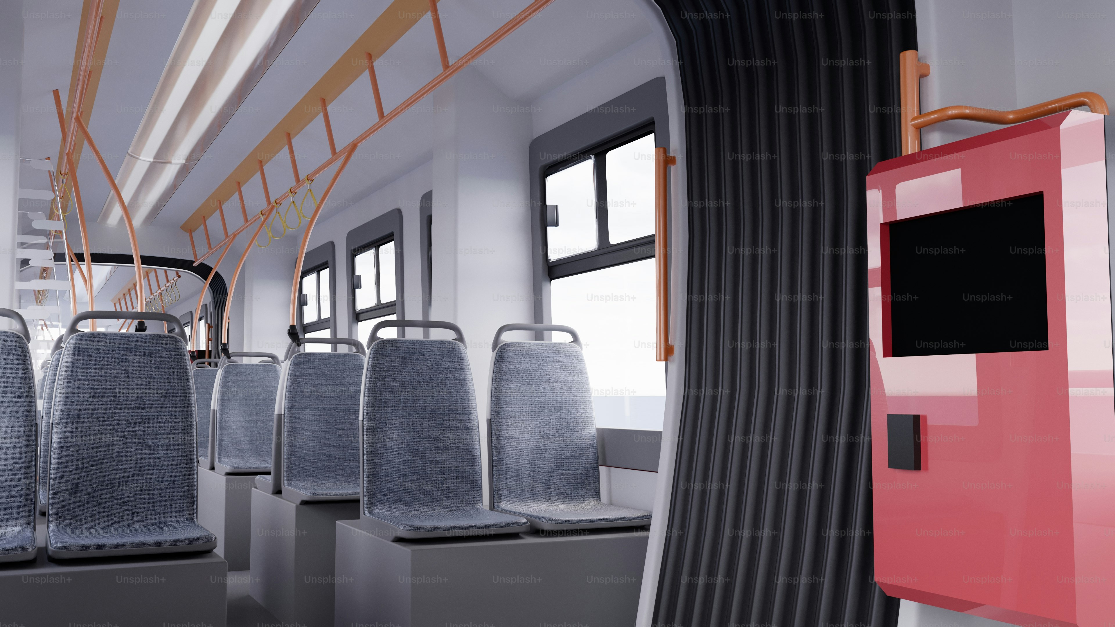 A white double decker bus parked on a brick road photo – Render Image ...