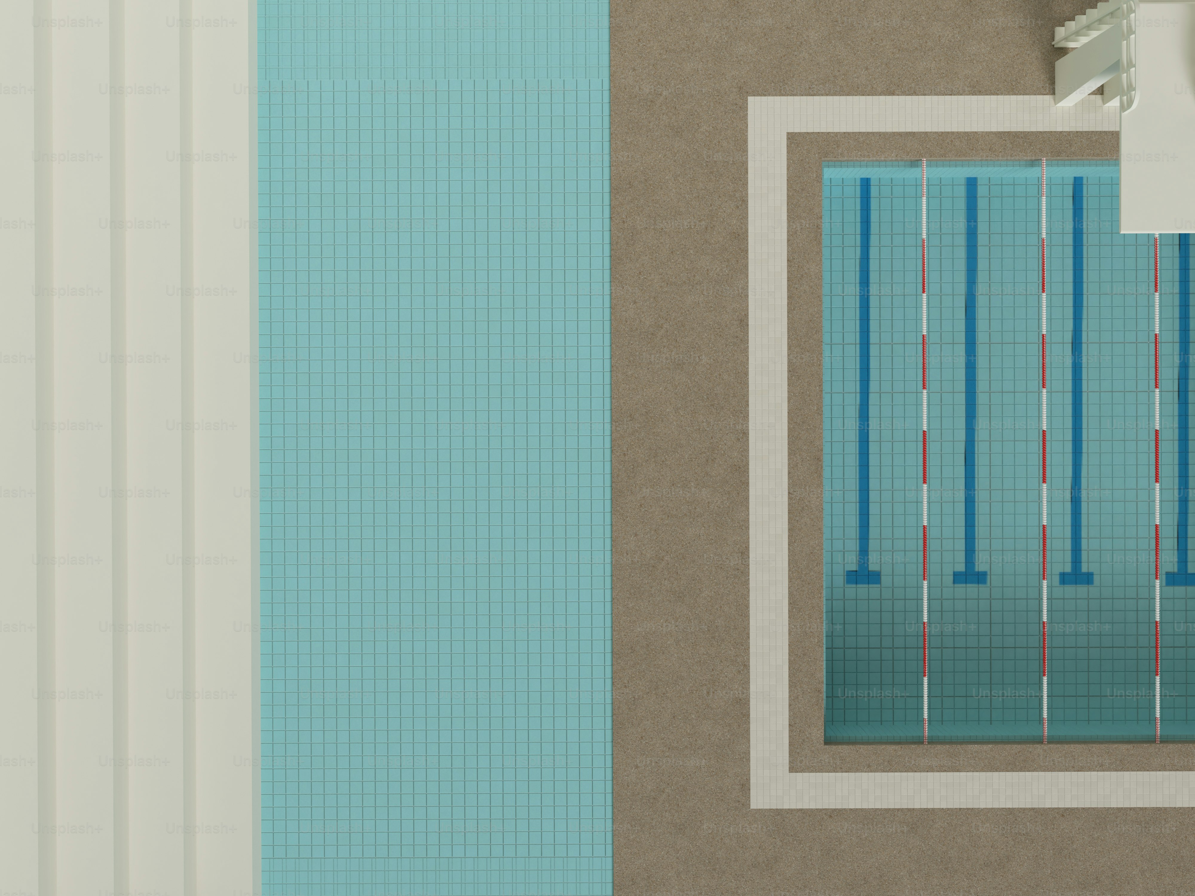 An overhead view of a bathroom with blue tile photo – Pool Image on ...