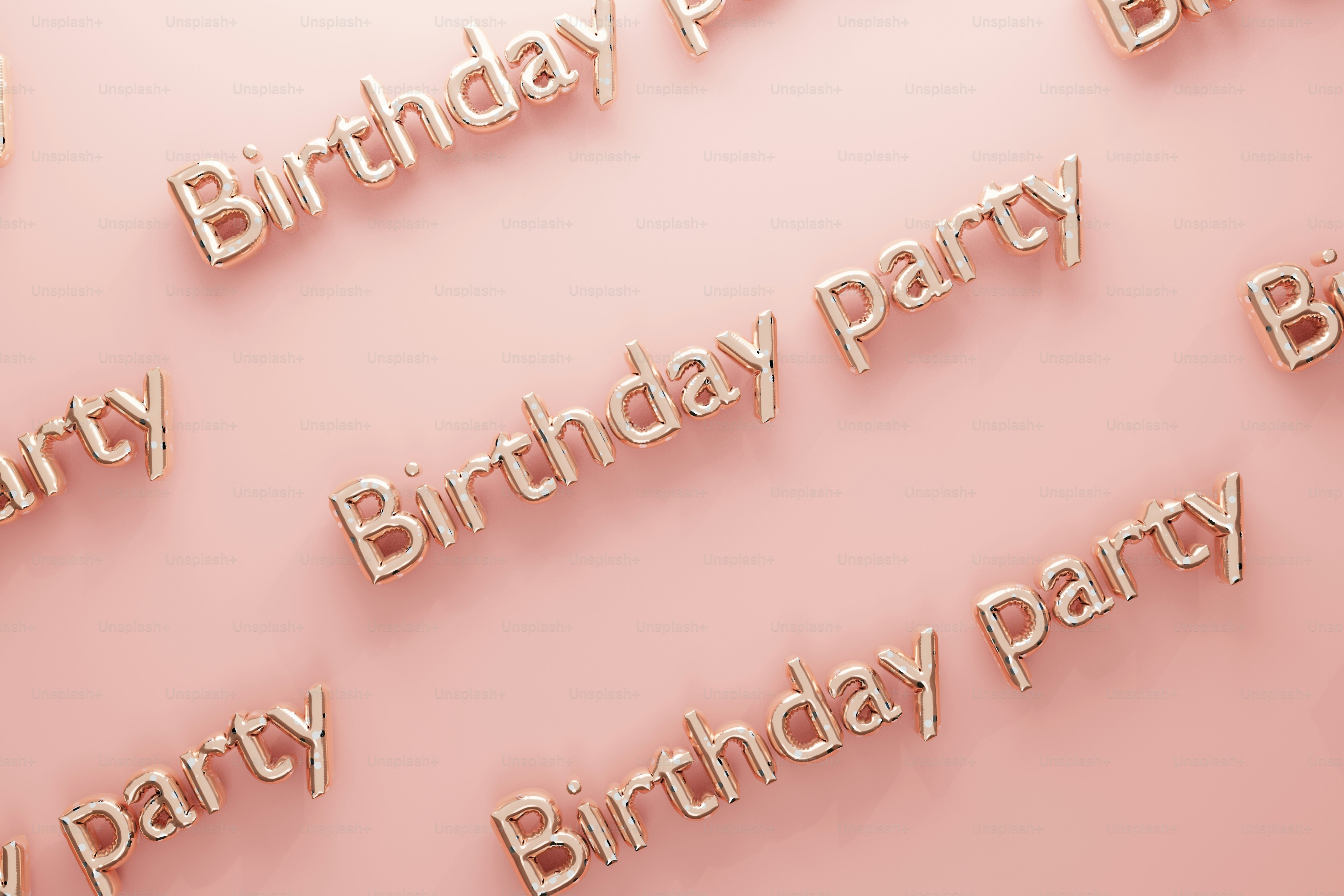 Un fondo rosa con las palabras Happy Birthday Party foto – Imagen de ...