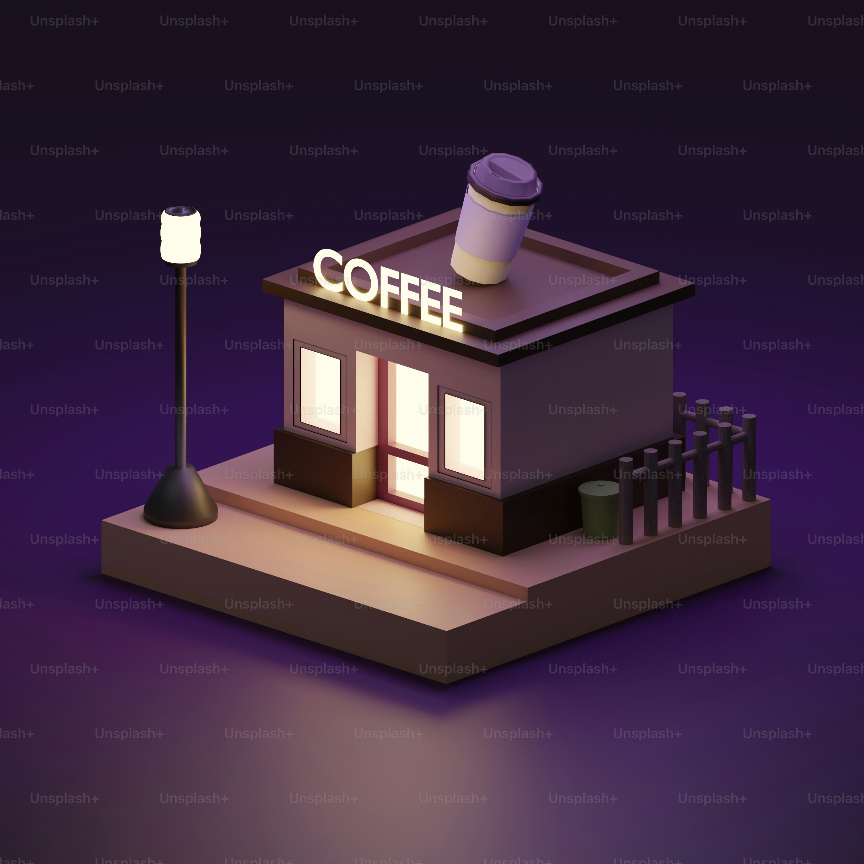 A low polygonal image of a coffee shop photo – Coffee shop Image on ...