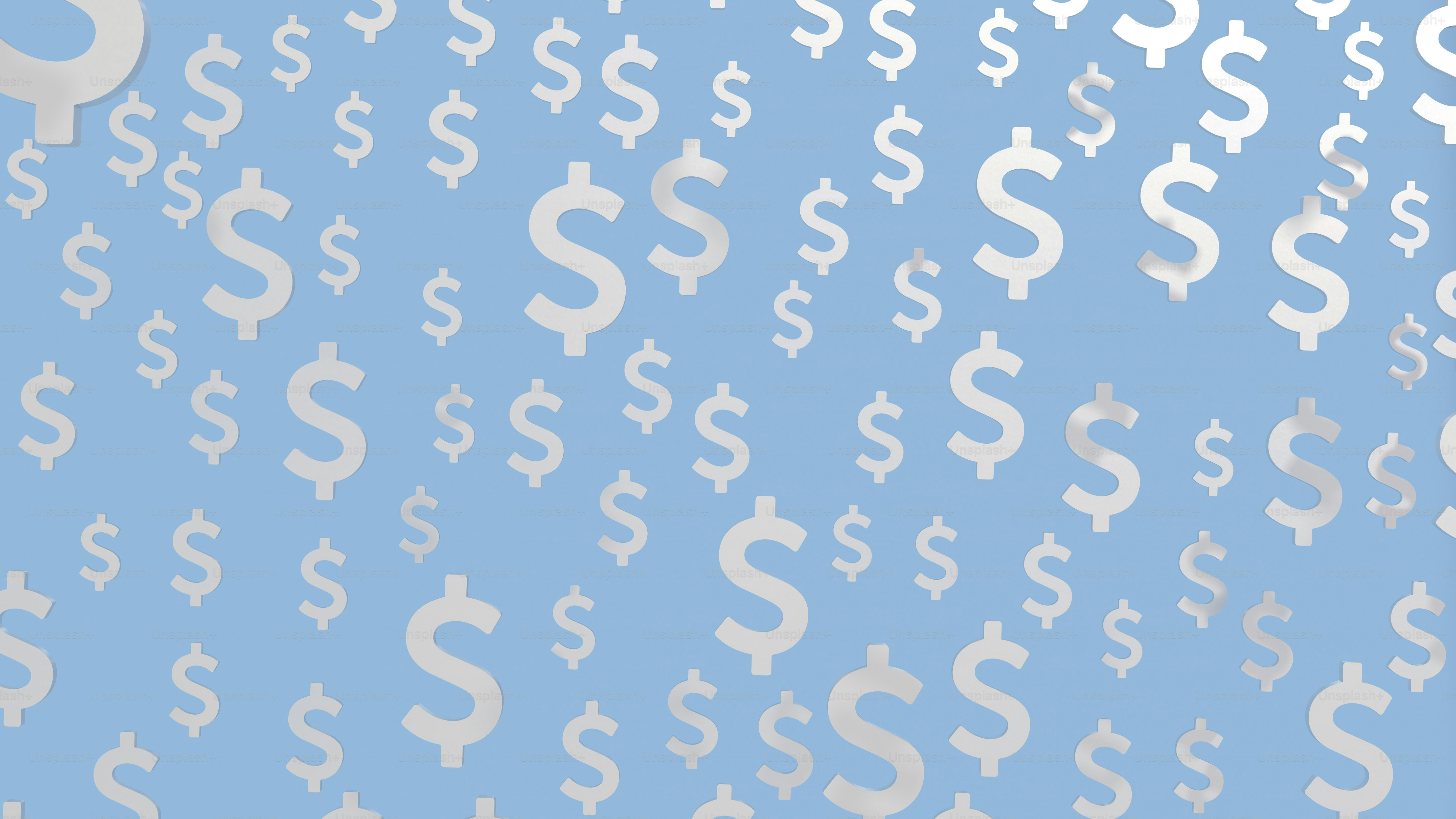 A lot of dollar signs on a blue background photo – Dollar sign Image on ...