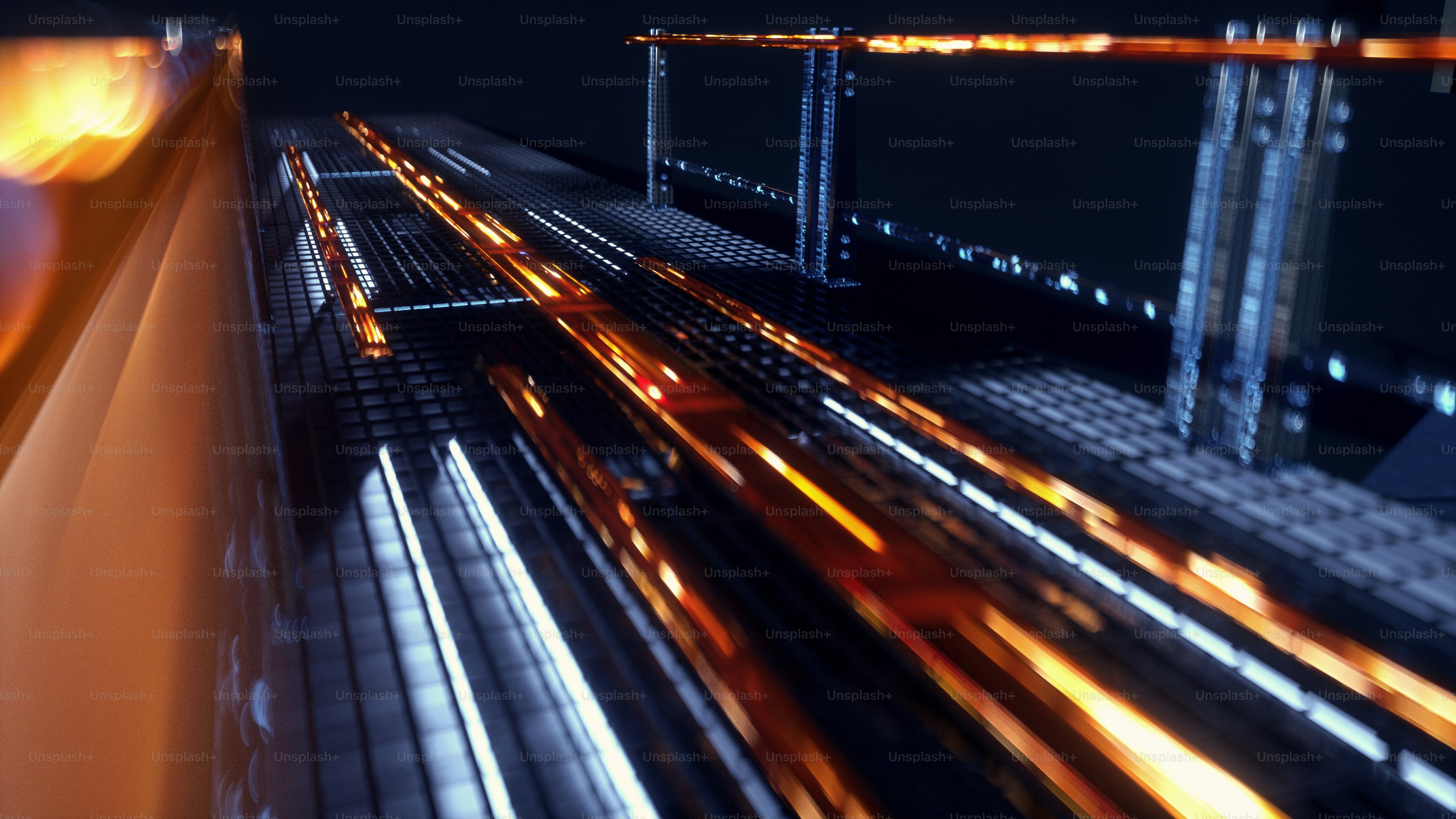 A view of a city at night from the top of a building photo – Skyscraper ...