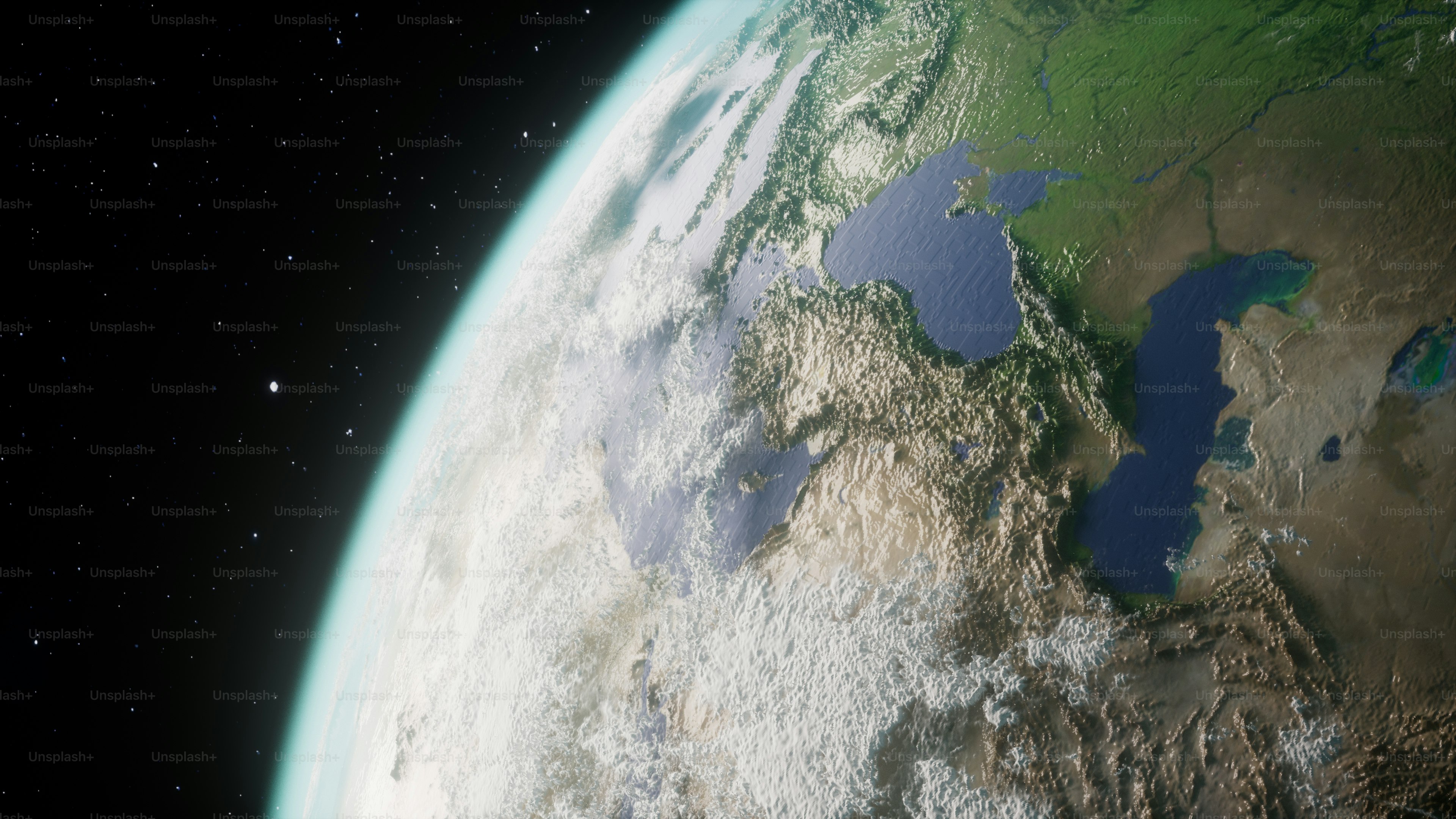 A view of the earth from space showing europe photo – 3d render Image ...