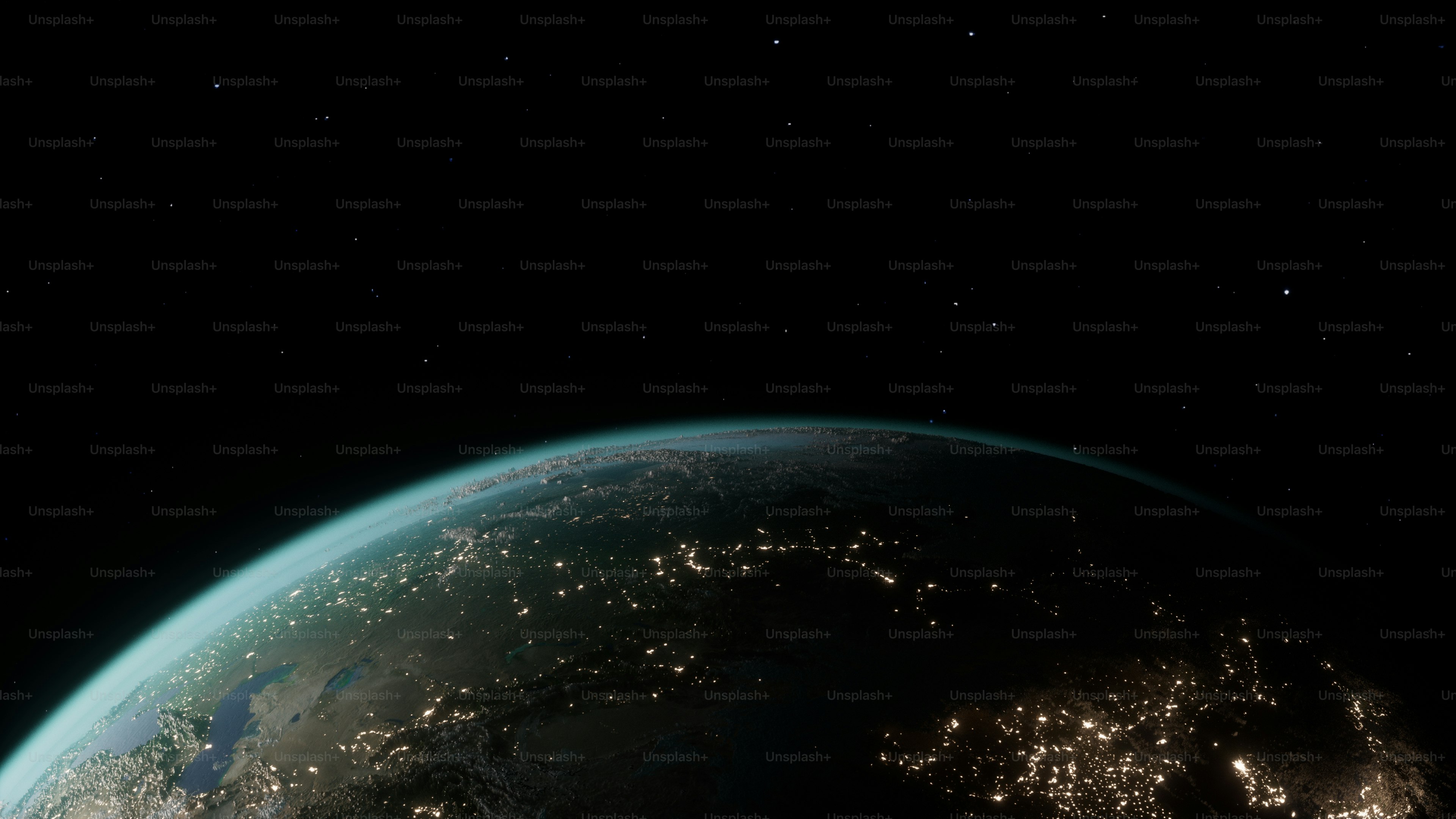 A view of the earth from space with stars in the background photo ...