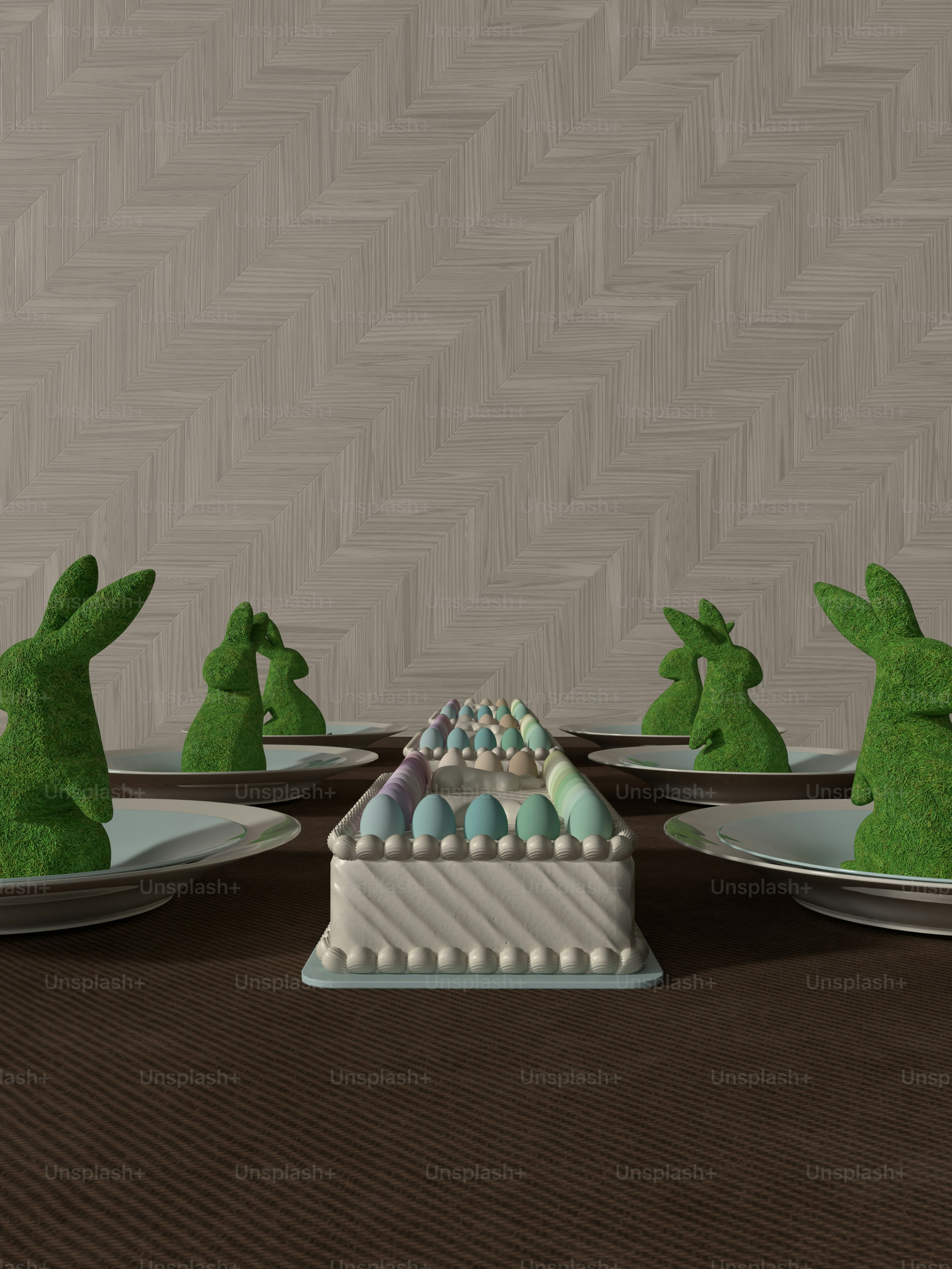 A group of green rabbits sitting in front of a cake photo – Wallpaper ...
