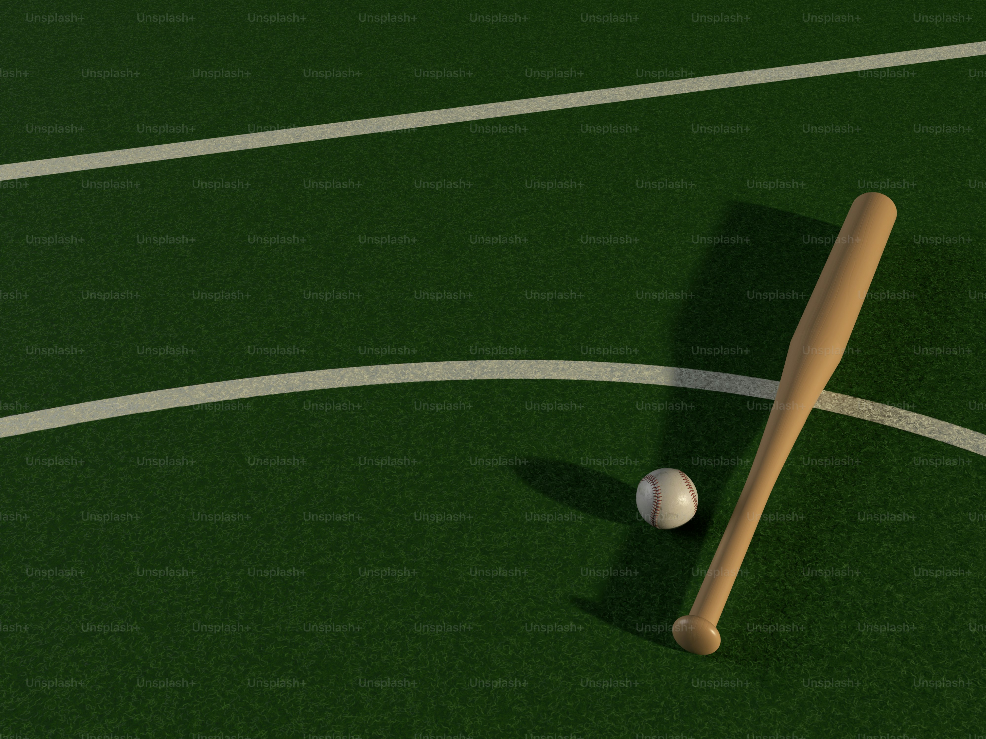 Une batte de baseball et une balle sur un terrain photo – Batte de ...